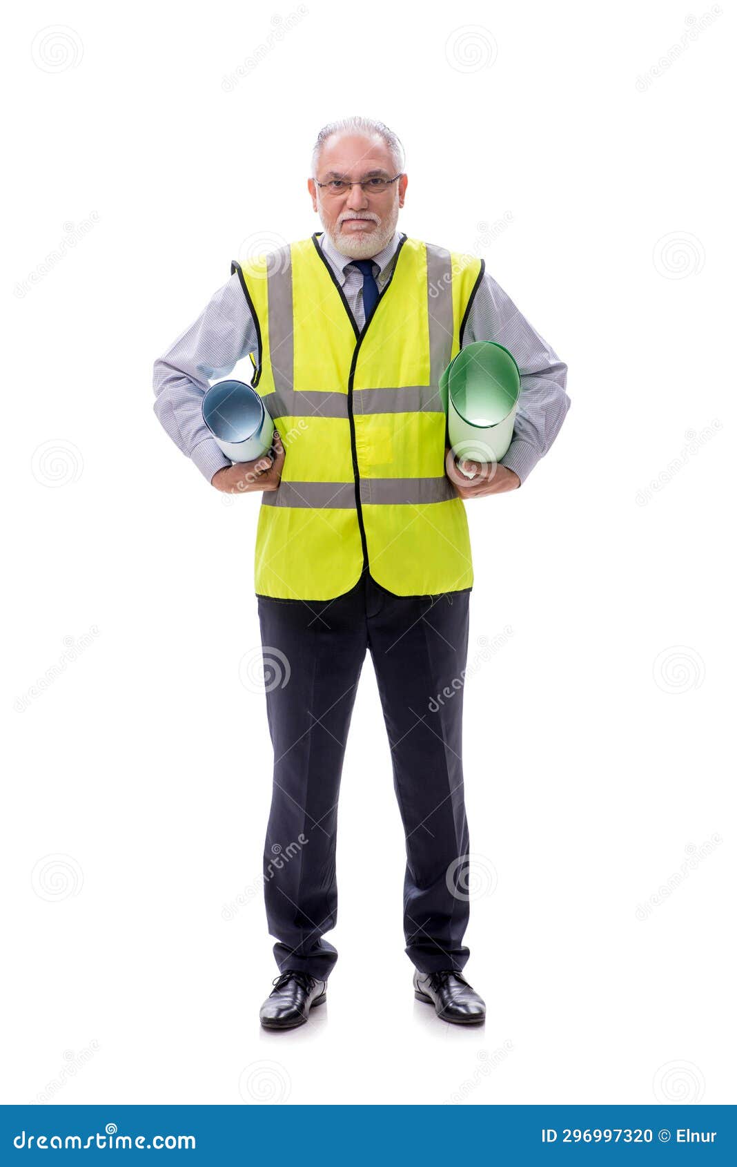 Old Foreman Isolated on White Stock Photo - Image of foreman, project ...