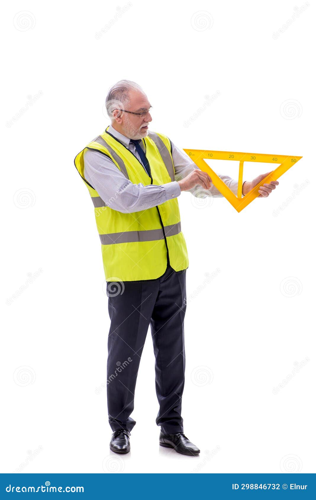 Old Foreman Isolated on White Stock Photo - Image of business, building ...