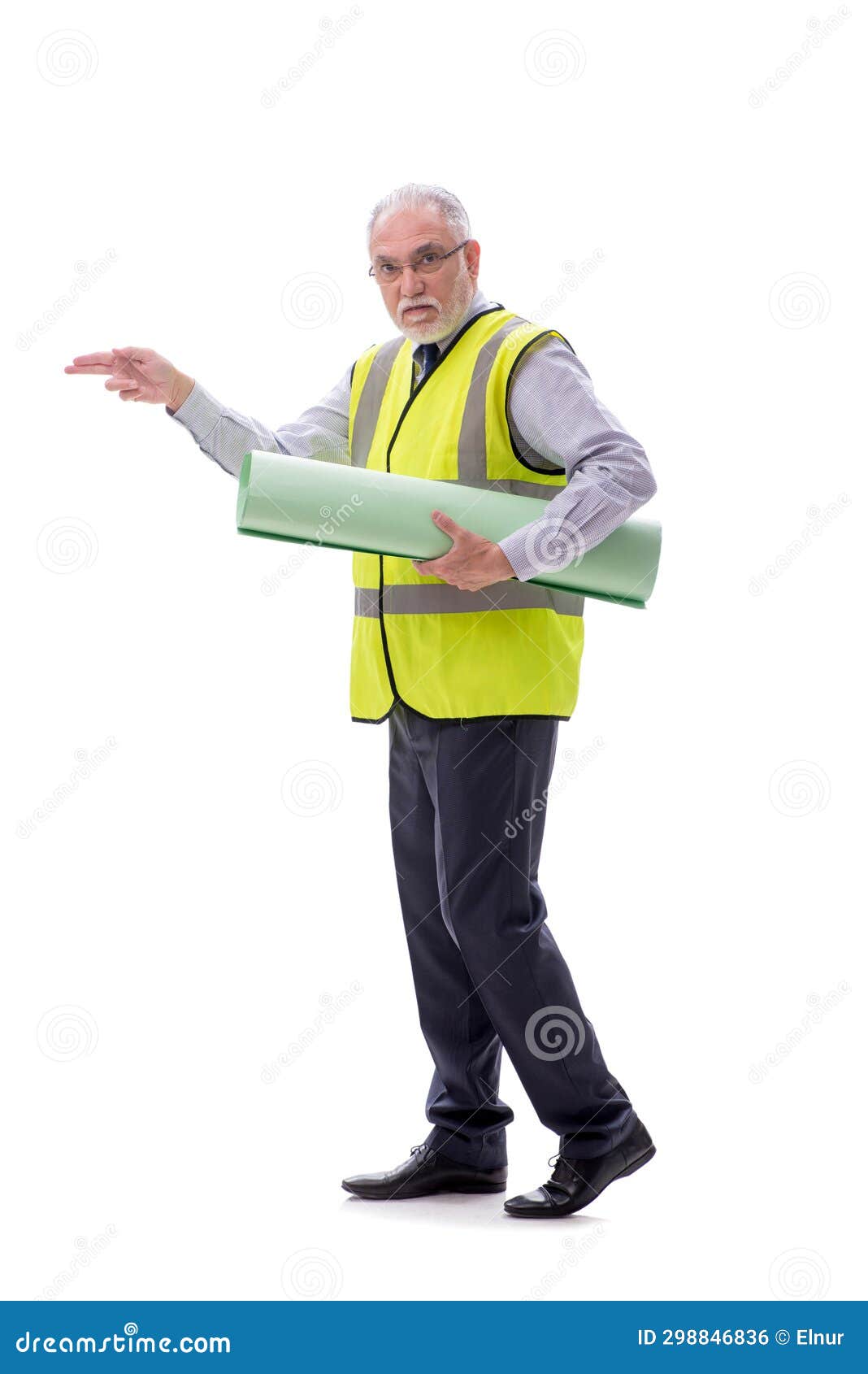 Old Foreman Isolated on White Stock Photo - Image of worker, supervisor ...