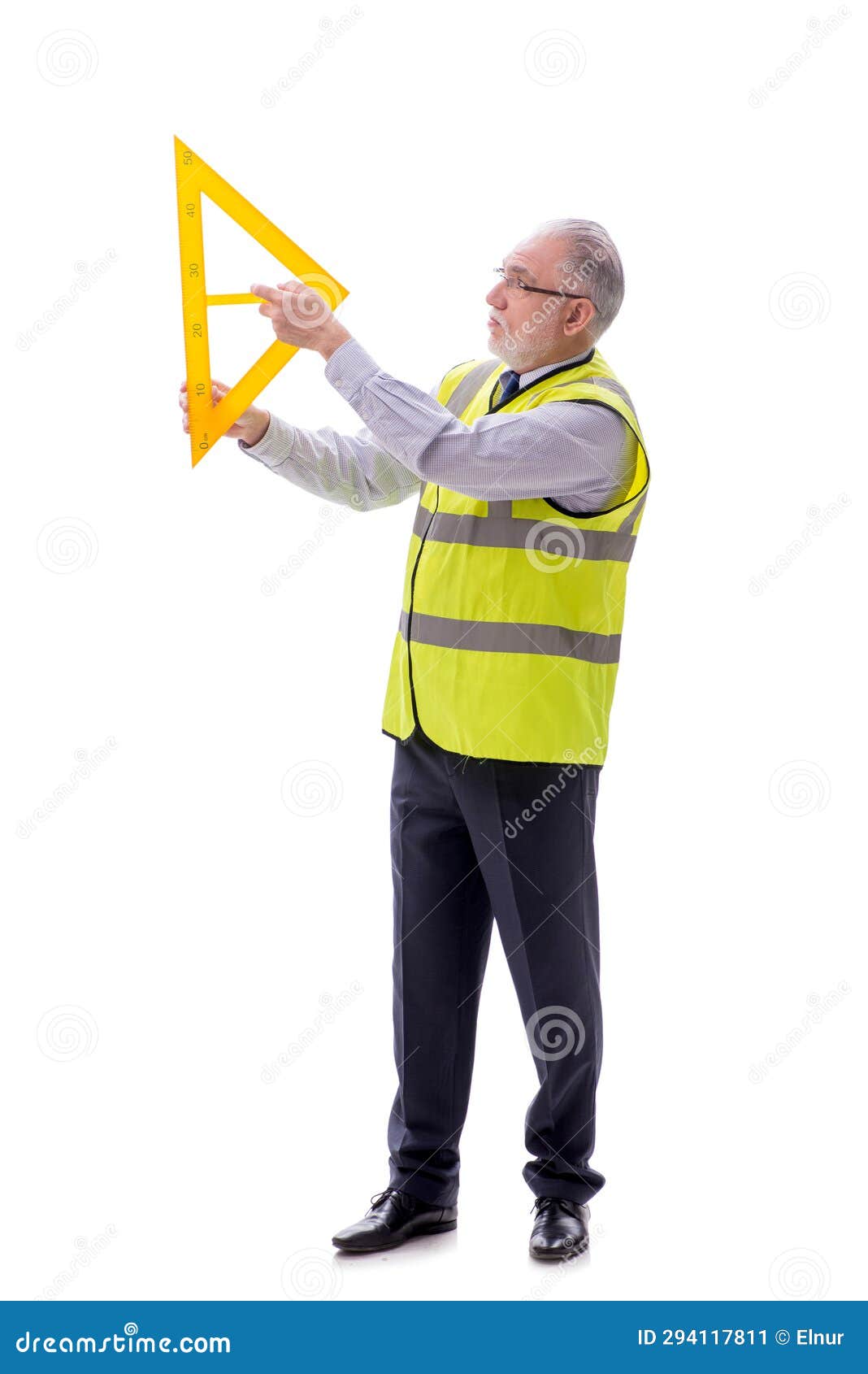 Old Foreman Isolated on White Stock Image - Image of architect ...