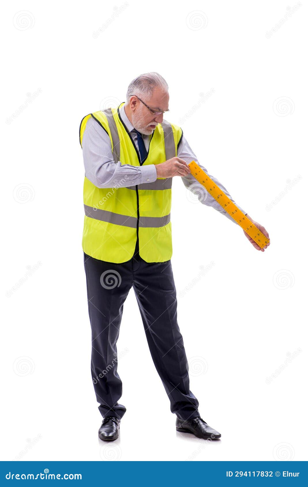 Old Foreman Isolated on White Stock Photo - Image of draftsman ...