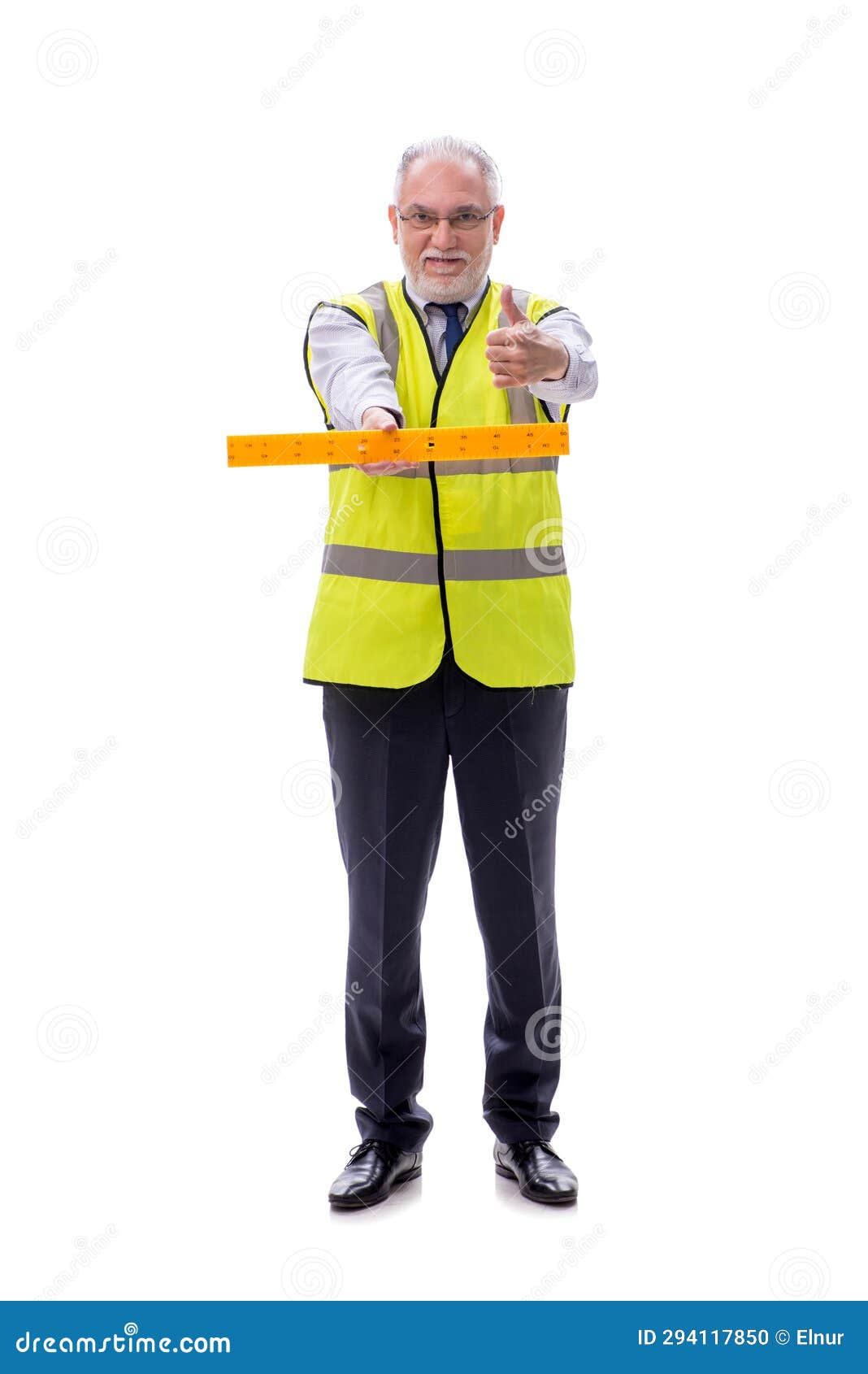 Old Foreman Isolated on White Stock Photo - Image of measure, male ...
