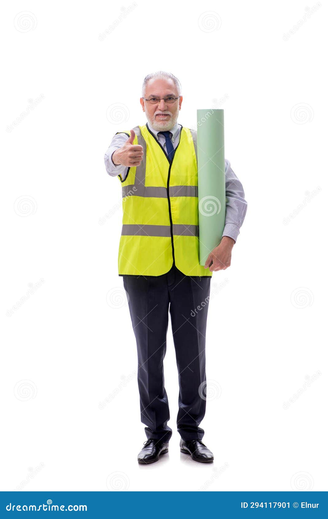Old Foreman Isolated on White Stock Image - Image of manager, blueprint ...