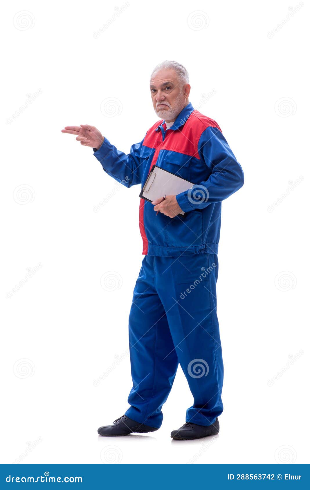 Old Foreman Isolated on White Stock Photo - Image of handyman, laborer ...