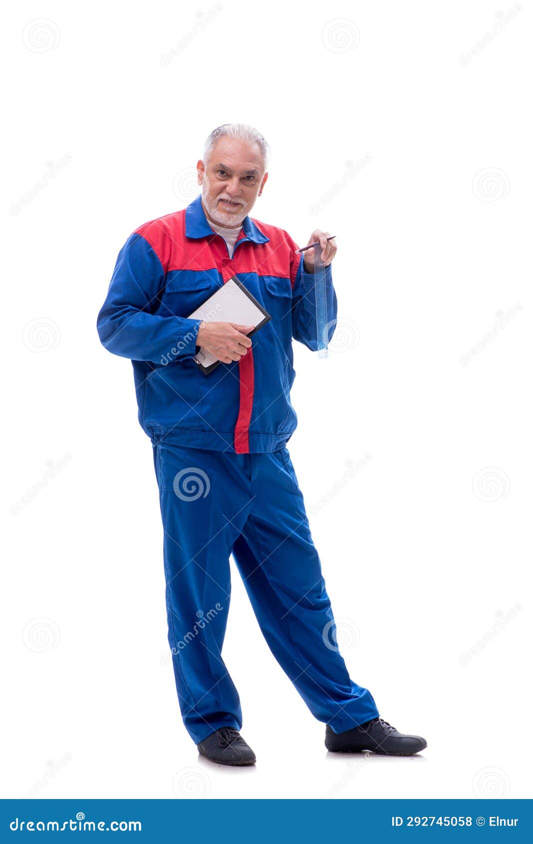 Old Foreman Isolated on White Stock Photo - Image of repair, builder ...