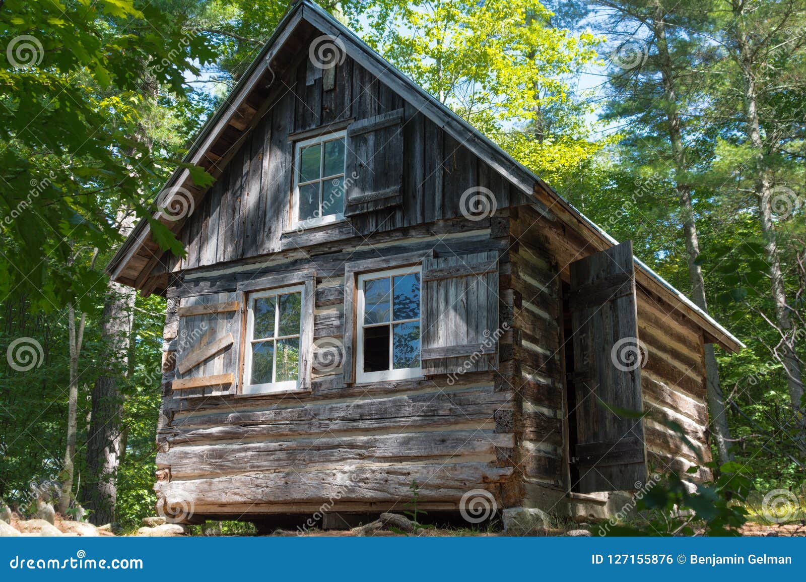 Old forest hut stock photo. Image of grass, mountain - 127155876