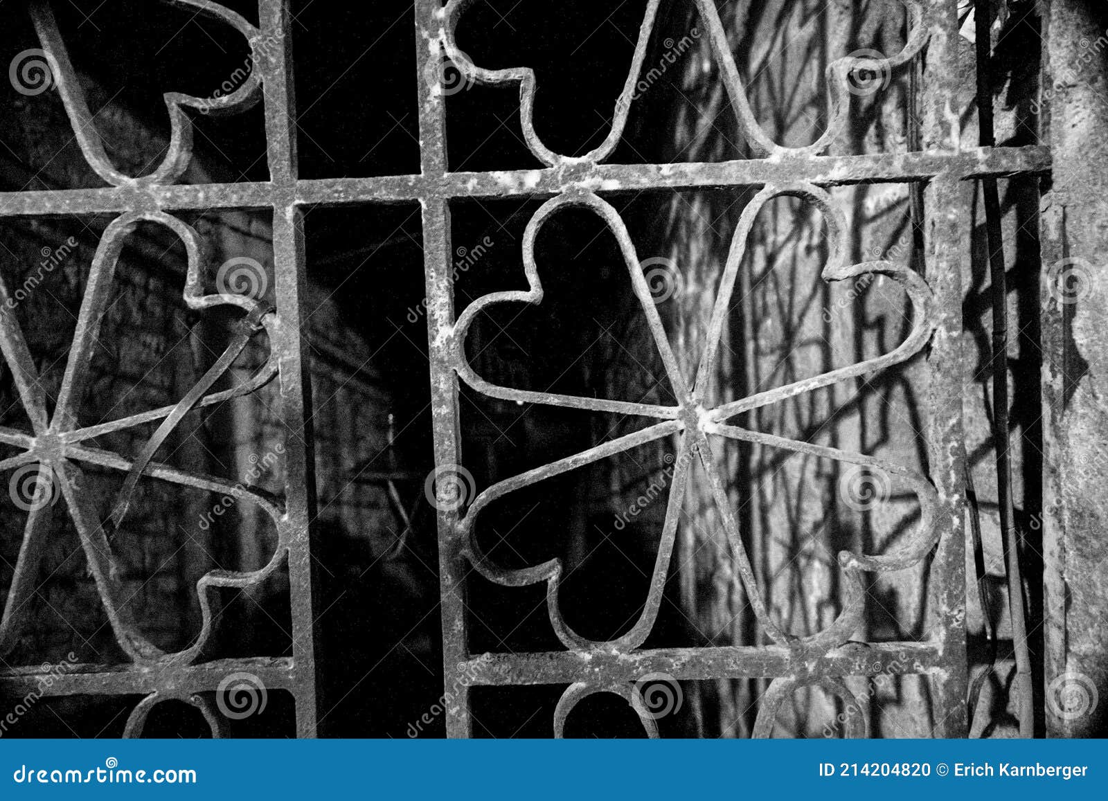 Old Forged Iron Gate at Night Stock Photo - Image of design, building ...
