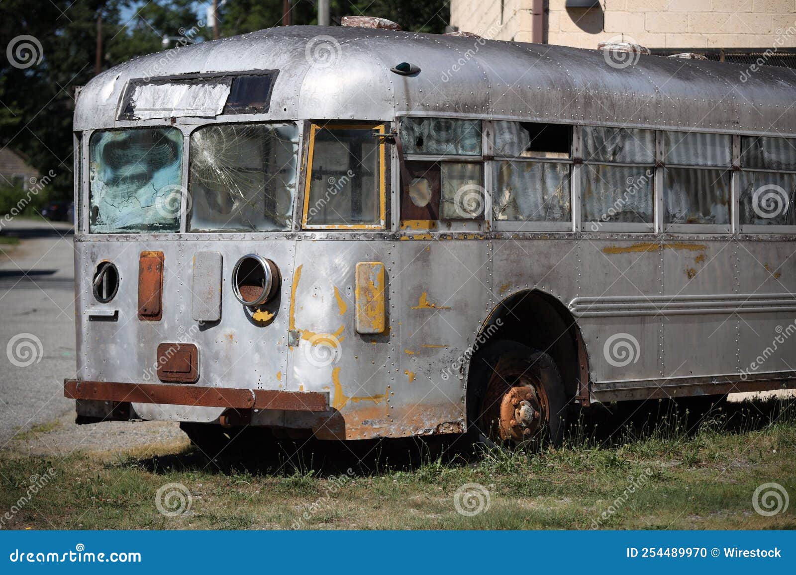 Old, Forgotten Bus Along the Side of the Road Stock Photo - Image of ...