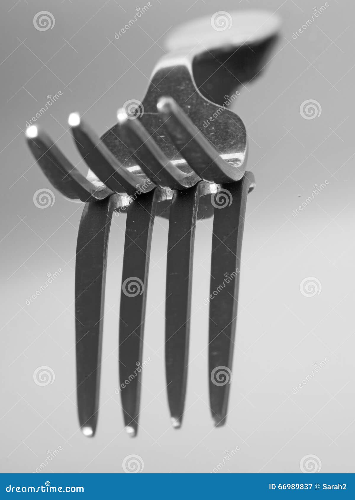 Old Fork Closeup on Grey with Reflection Background Stock Image - Image ...