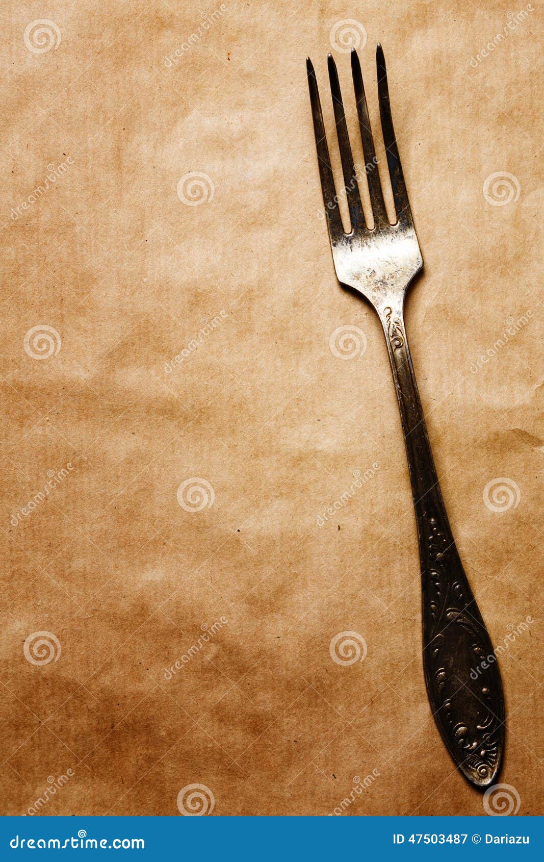 Old Fork on Craft Paper Background Stock Image - Image of serving ...