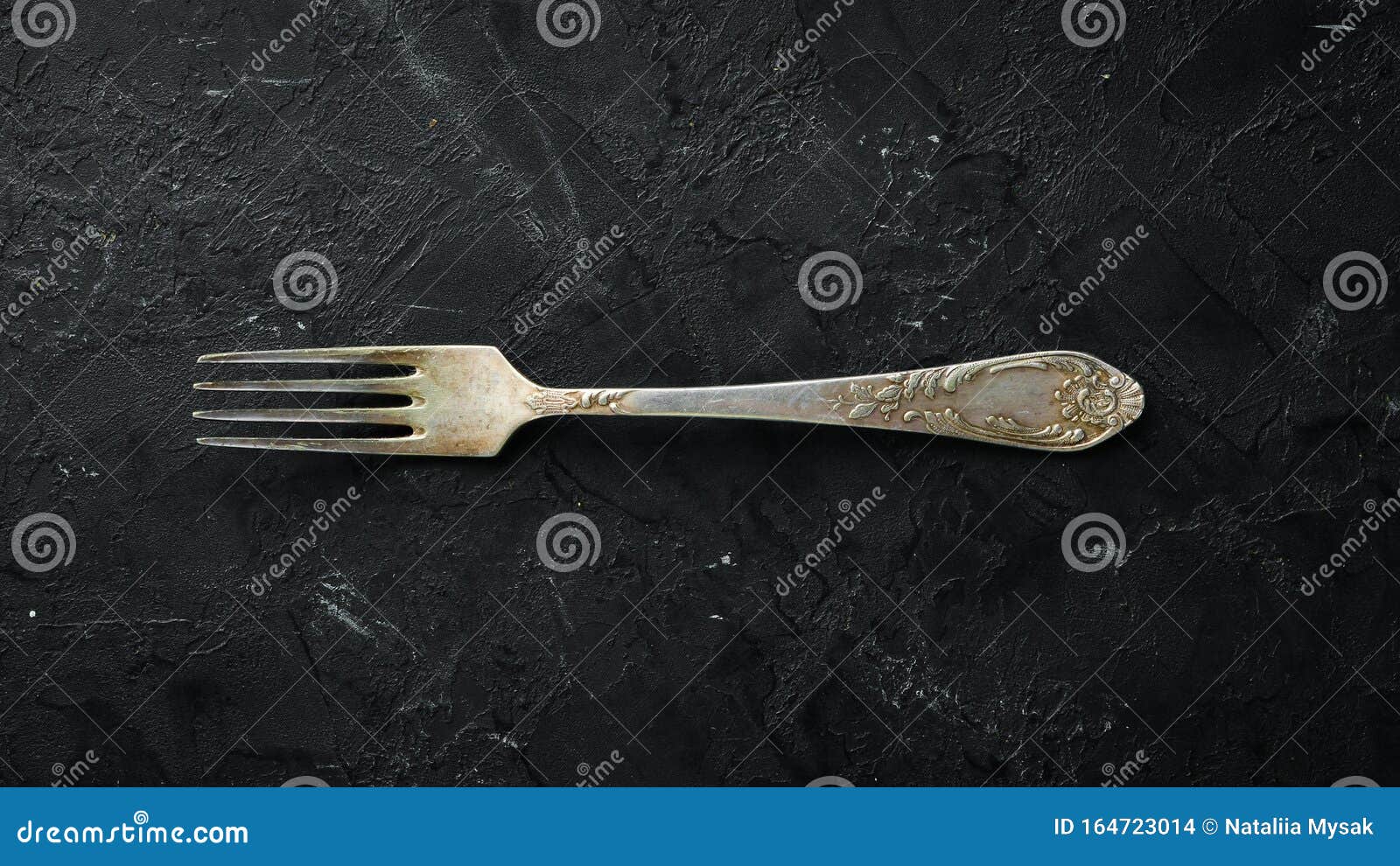 Old fork Cutlery. Top view stock photo. Image of serving - 164723014