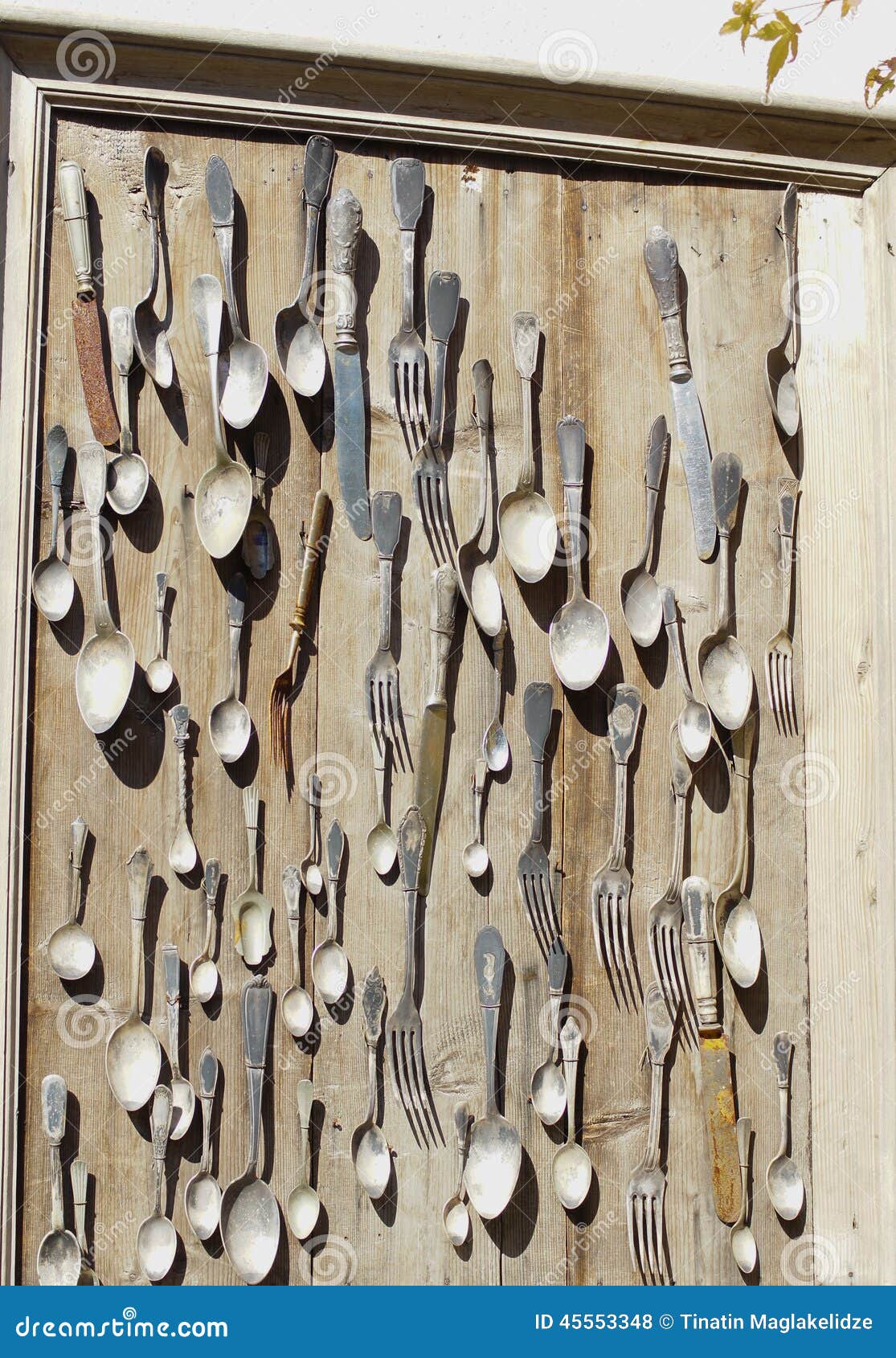 Old Fork,knife and Spoons on the Frame Stock Photo - Image of forks ...