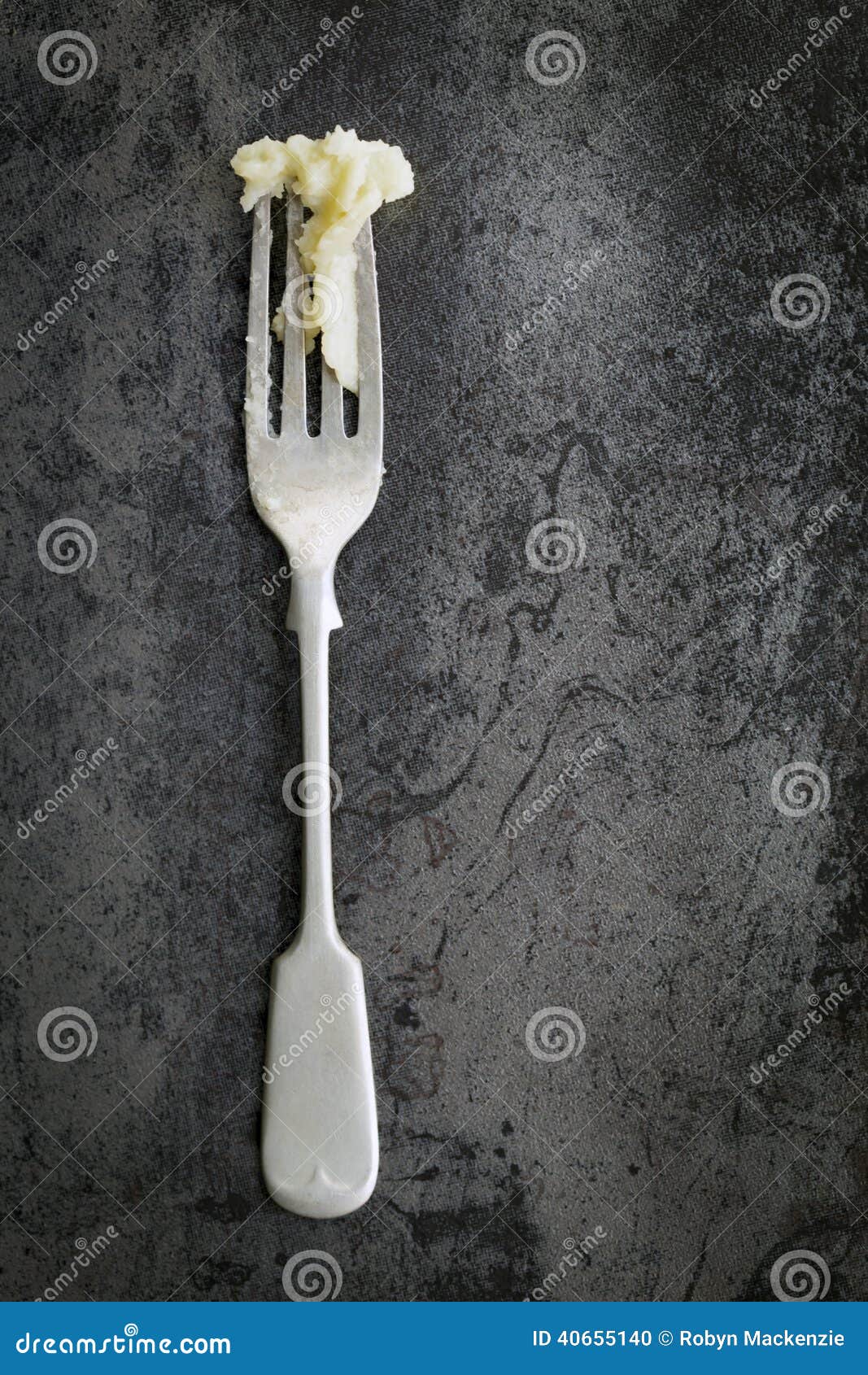 Old Fork with Mashed Potato Stock Photo - Image of slate, vegetable ...