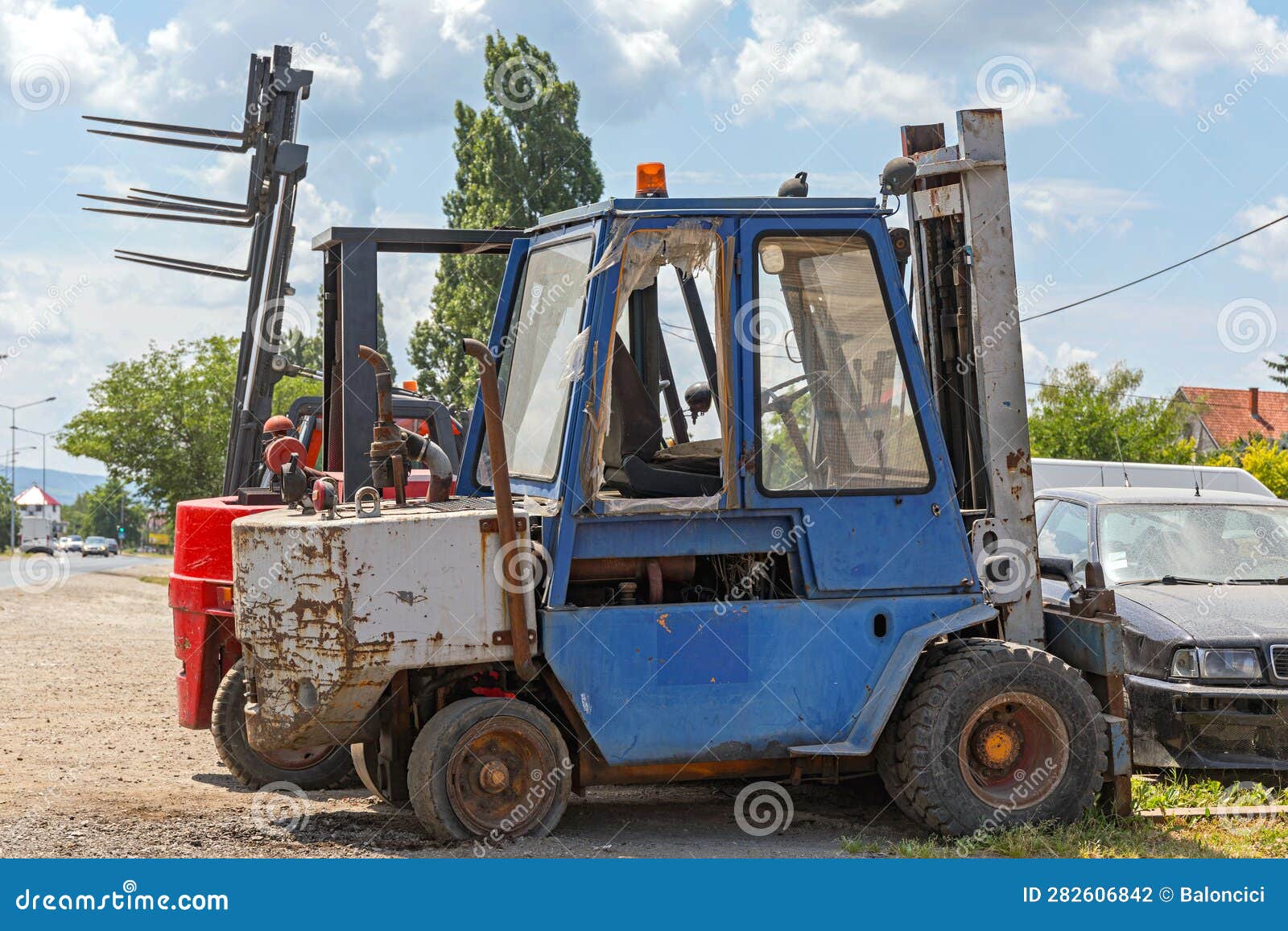 Forklift Trucks Foreman Workers Remotely Control The Loading Of ...