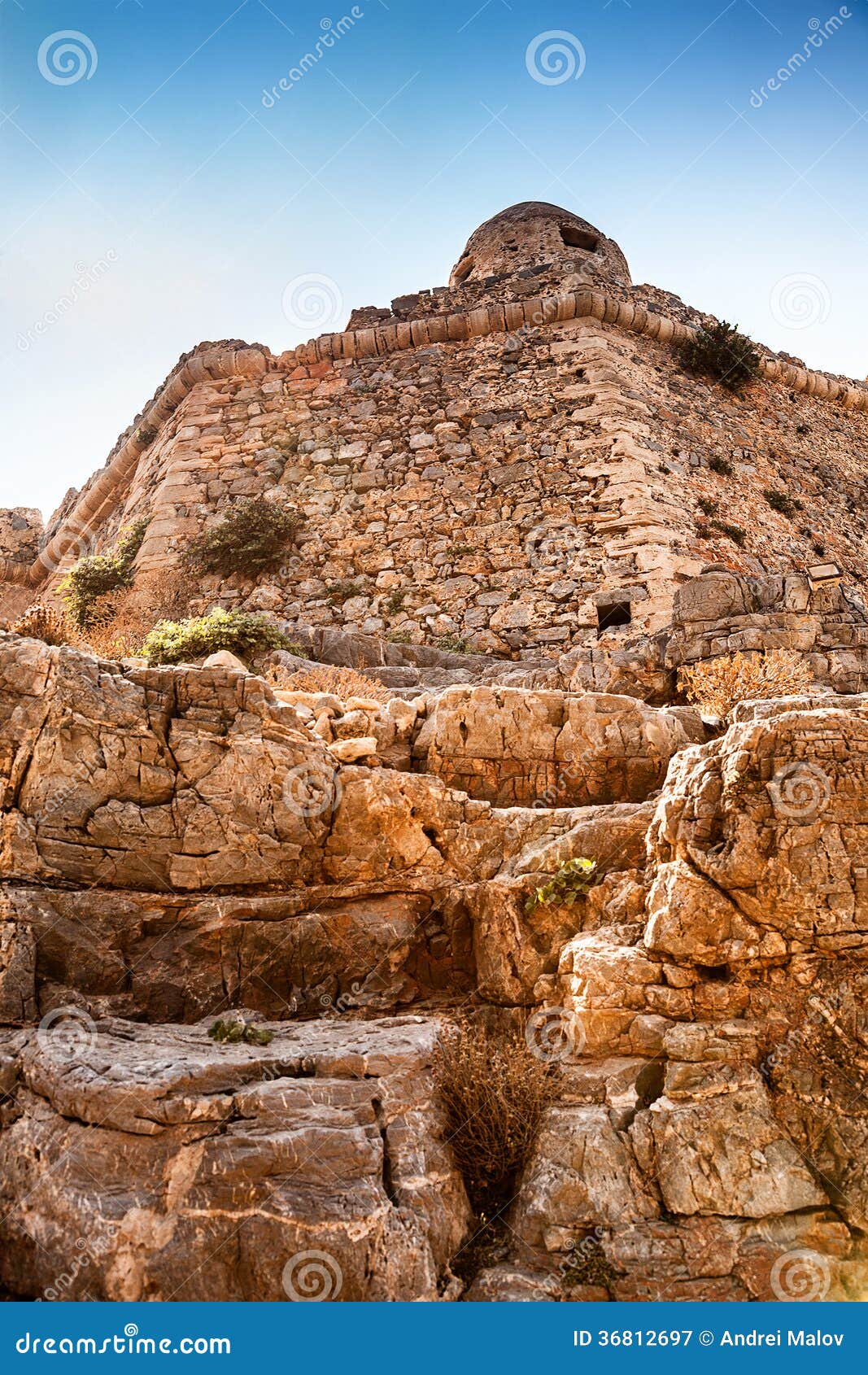 Old Fort at Gramvousa Island Stock Image - Image of beauty, lagoon ...