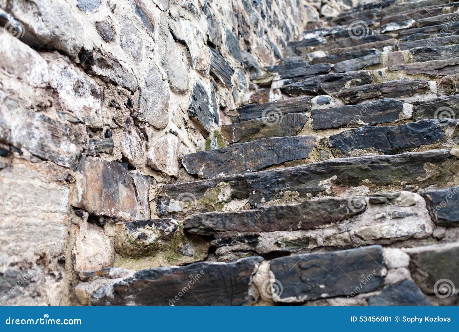 Old Fortress Stone Staircase Stock Image - Image of diagonal, backdrop ...