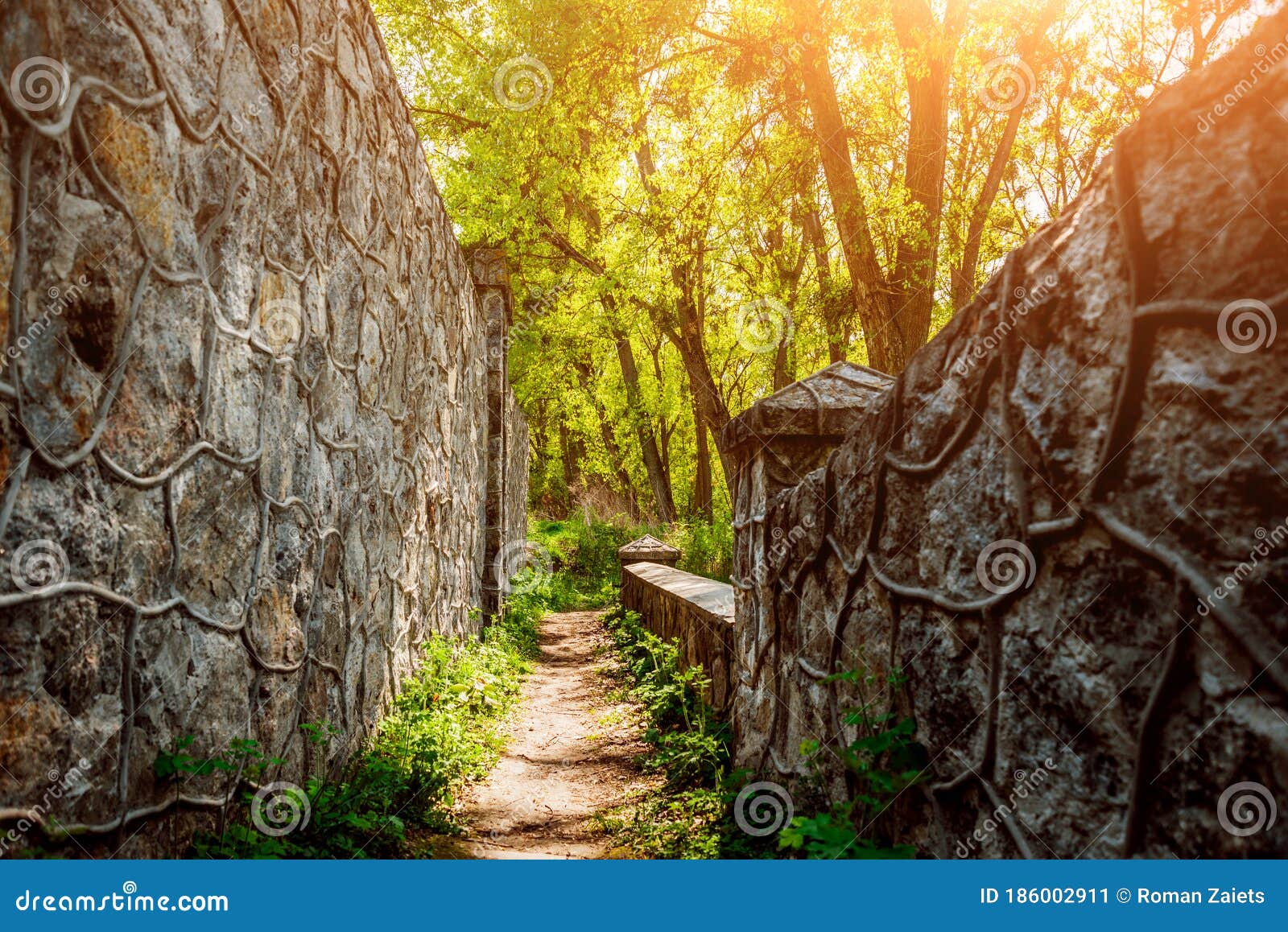 Old Fortress Tower with Stone Wall. Background. Stock Image - Image of ...