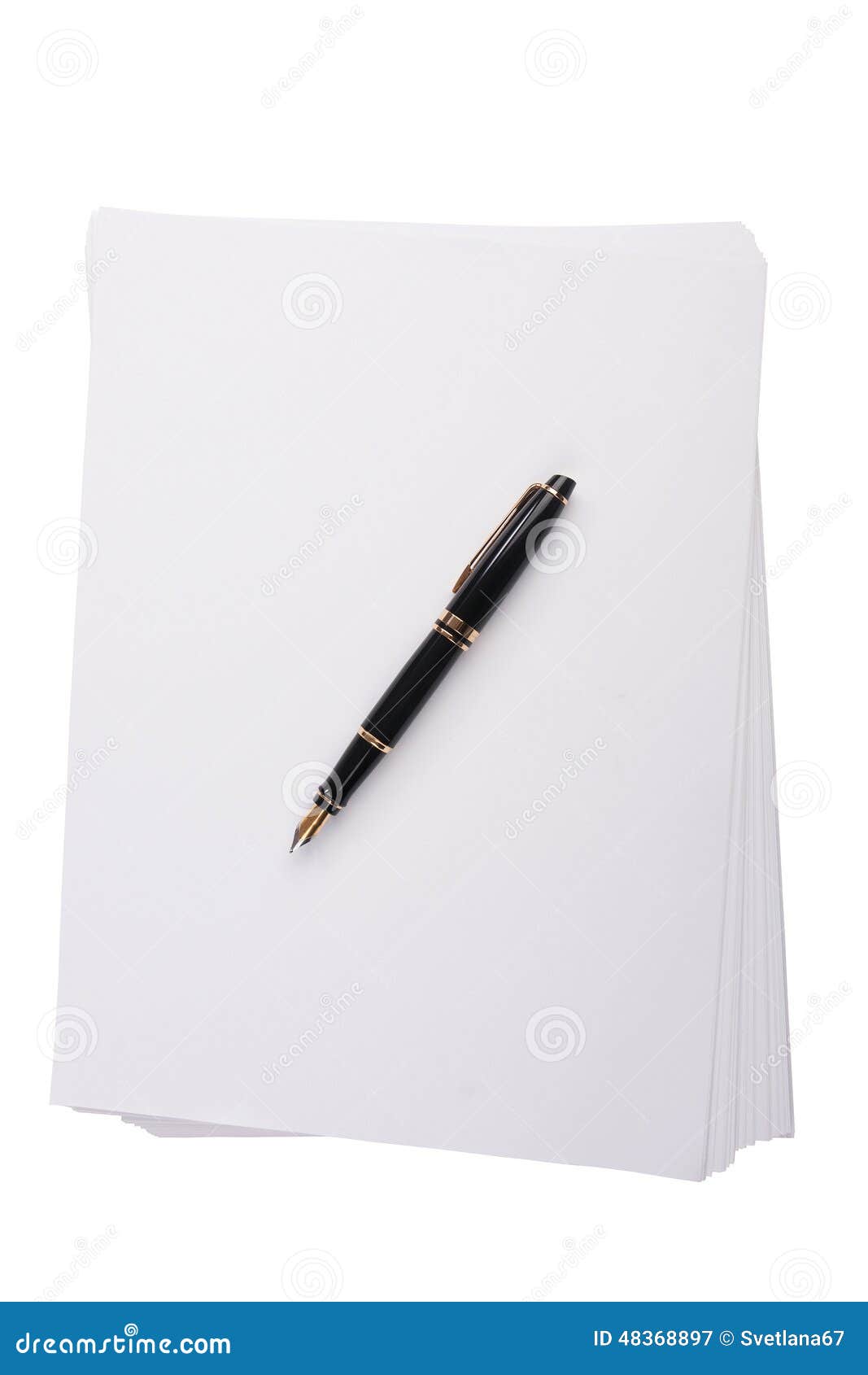 Old Fountain Pen Lying on a Stack of Paper Stock Image - Image of ...