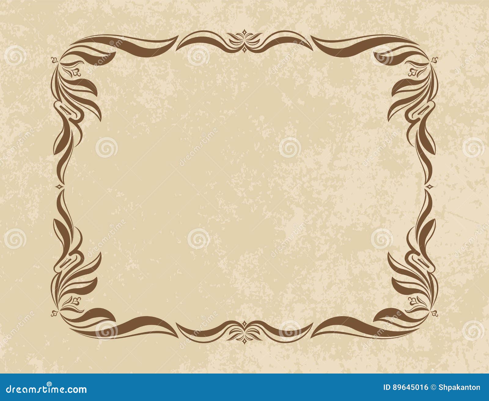 Old Frame on Aged Paper with Empty Space for Text. Retro Vintage Stock ...