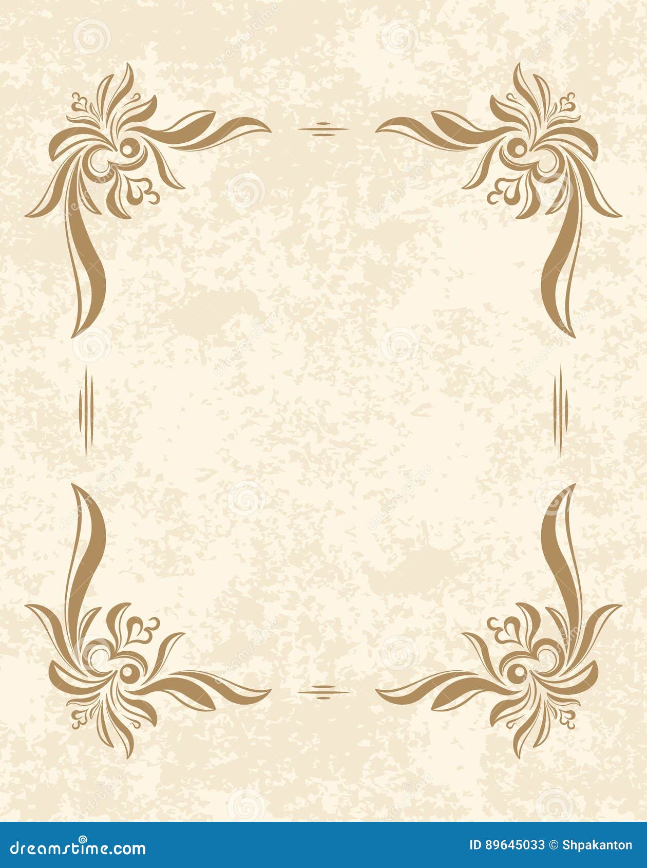 Old Frame on Aged Paper with Empty Space for Text. Retro Vintage Stock ...