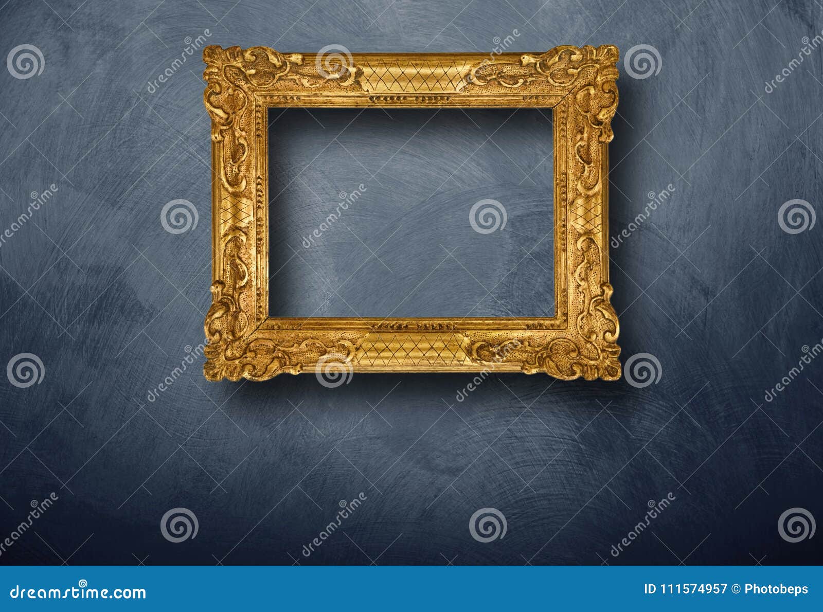 Old frame hanging on wall stock image. Image of golden - 111574957