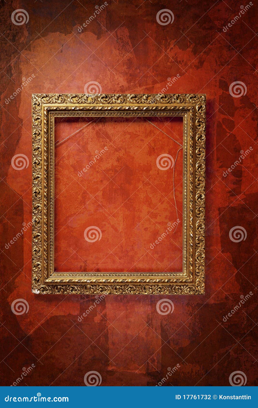 Old frame on the red wall stock photo. Image of painting - 17761732