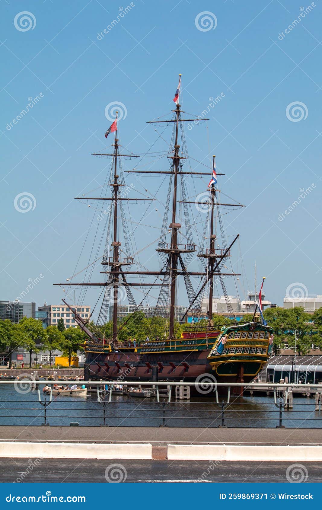 Old Freight Ship Parked at the Naval Museum in Amsterdam, Vertical ...