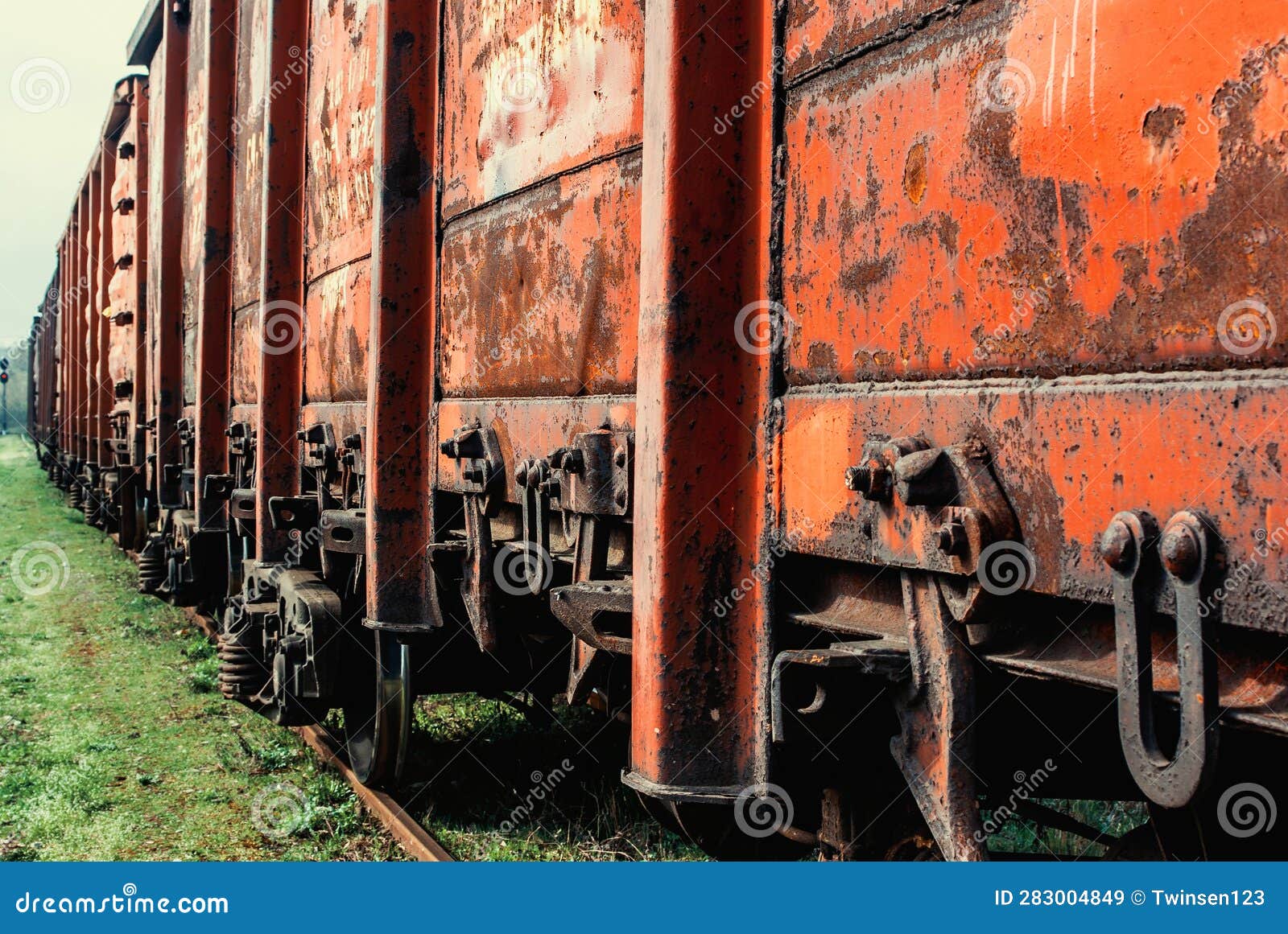 Old Freight Train Cars, Red Cars Stock Image - Image of engine ...