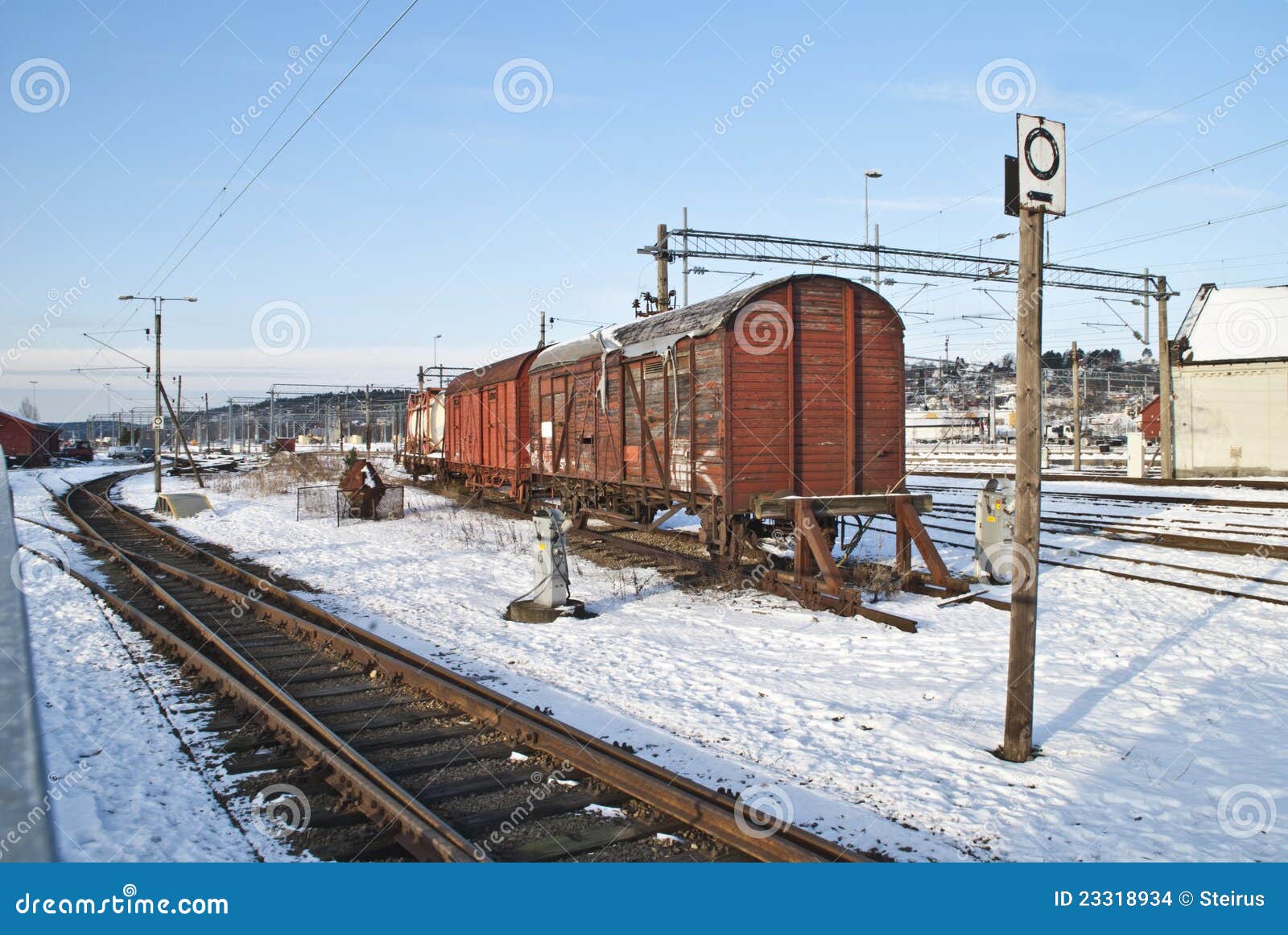 Old freight wagons. stock photo. Image of rails, overcast - 23318934