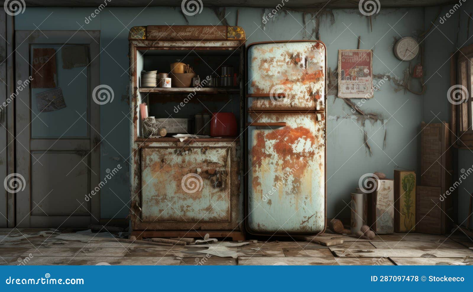 Charming Realism: Rusty Refrigerator In Unreal Engine 5 Stock ...