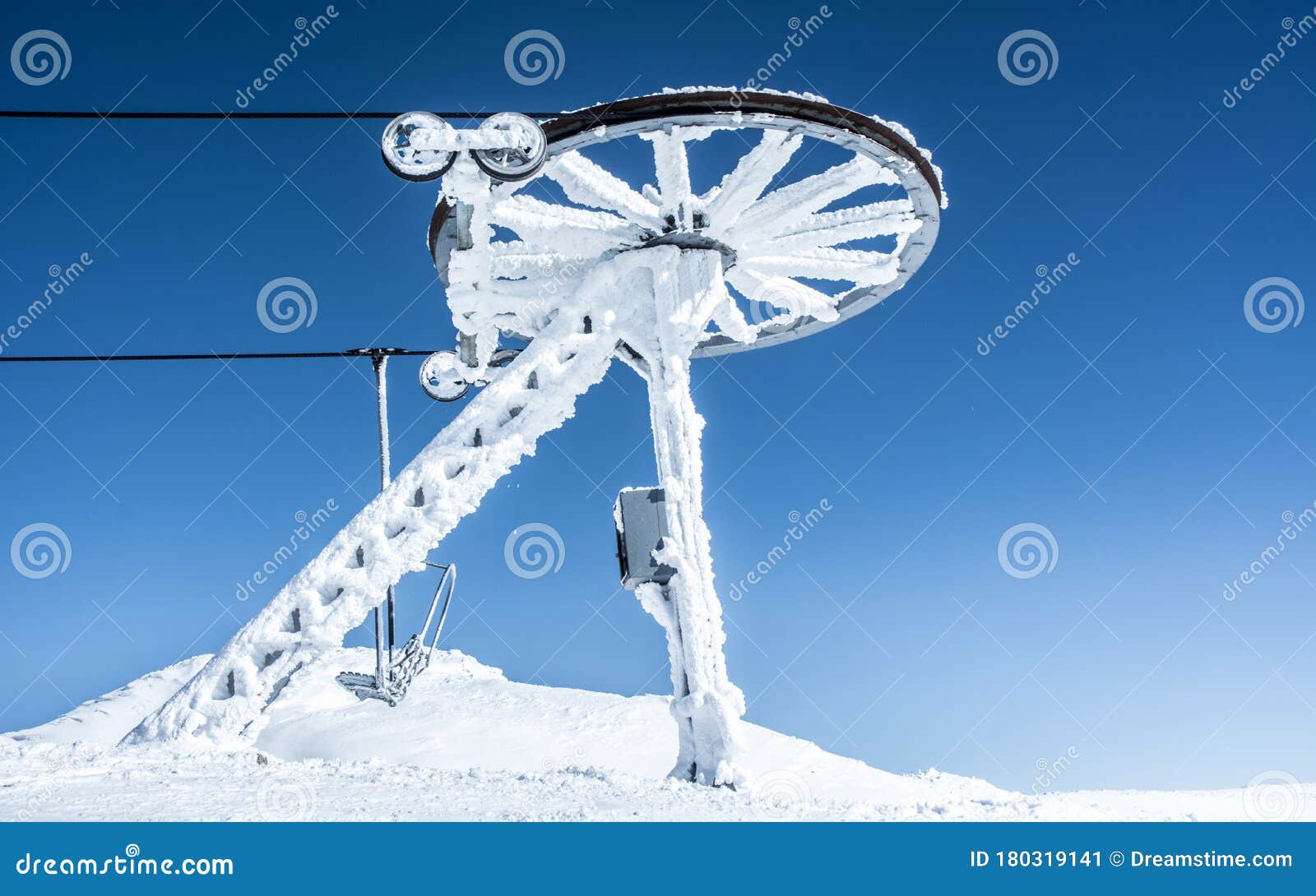 Frozen Skilift on the Top of the Mountain Stock Image - Image of high ...