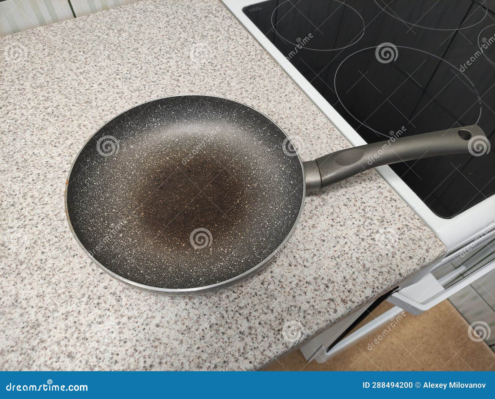 Old Frying Pan with Burnt Surface Stock Photo - Image of closeup, retro ...