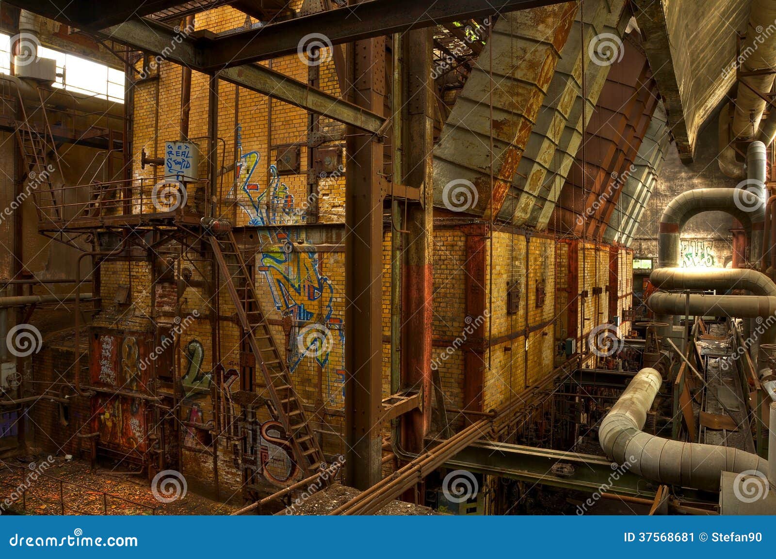 Old Furnaces in an Abandoned Hall Stock Image - Image of floor, aged ...