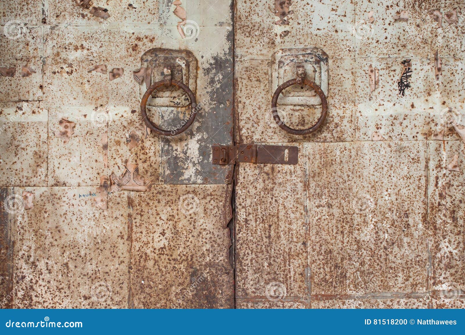 Old Galvanized Steel Door Handles Stock Photo - Image of textured ...