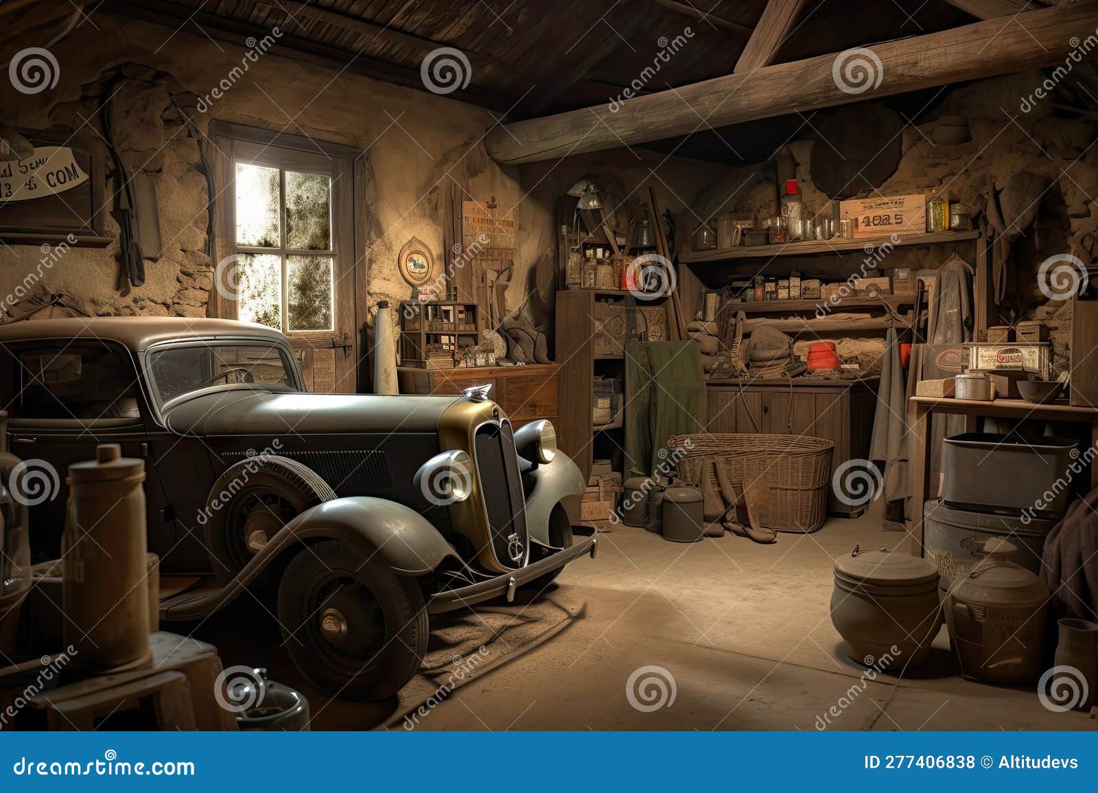 Old Garage, with Car and Tools on Display, Serving As Tribute To the ...