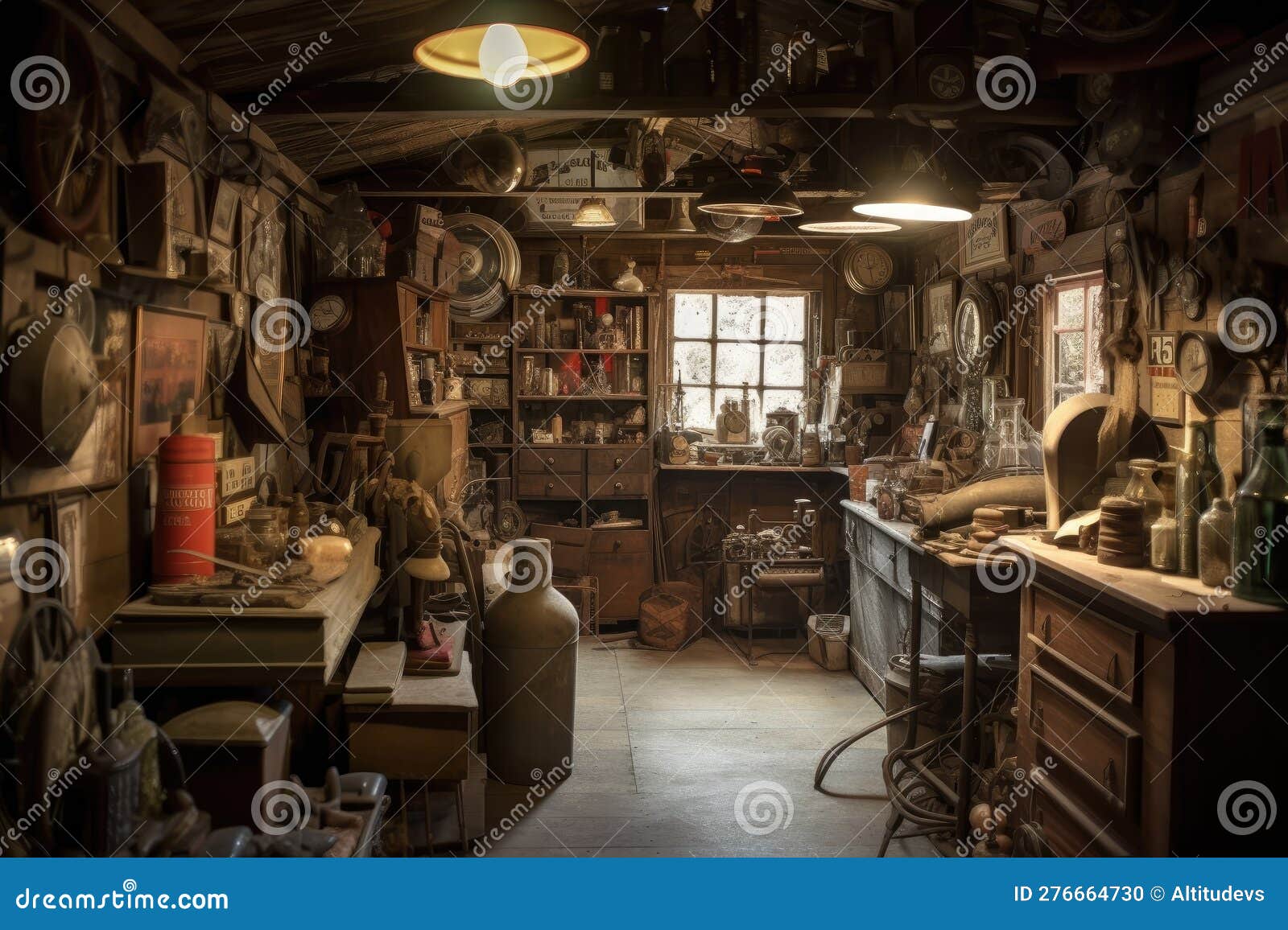 Old Garage, with Collections of Antiques and Trinkets from Past ...