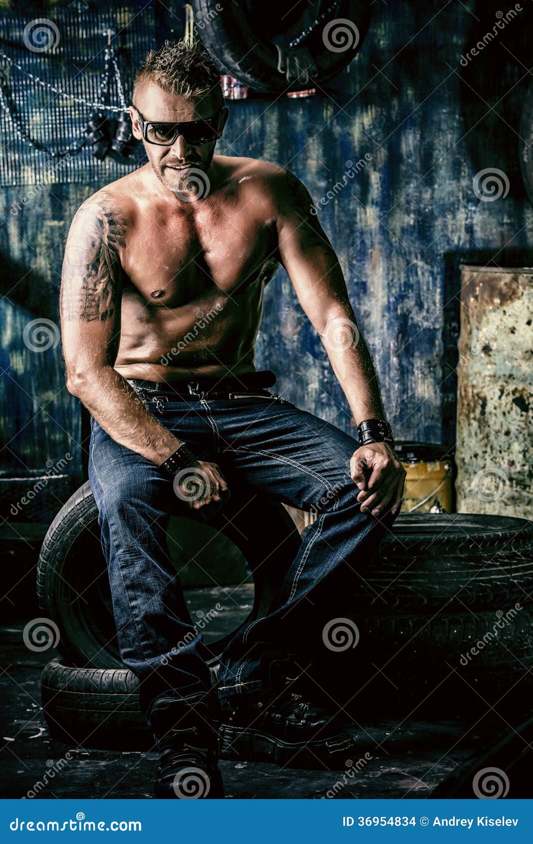Old garage stock photo. Image of male, mechanic, denim - 36954834