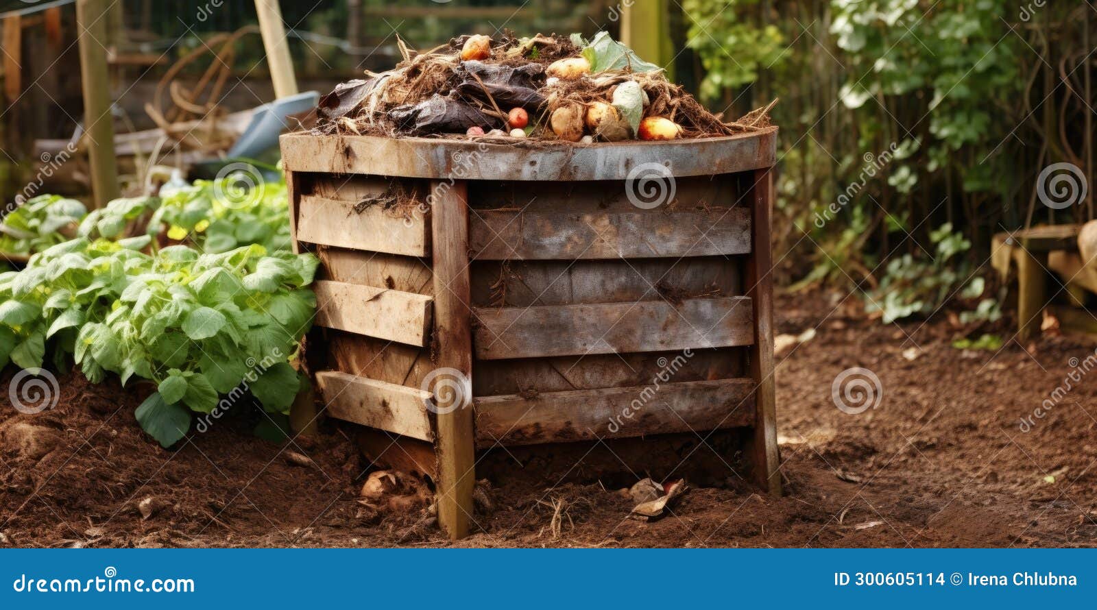 Old Garden Compost Bin for Organic Material Stock Illustration ...