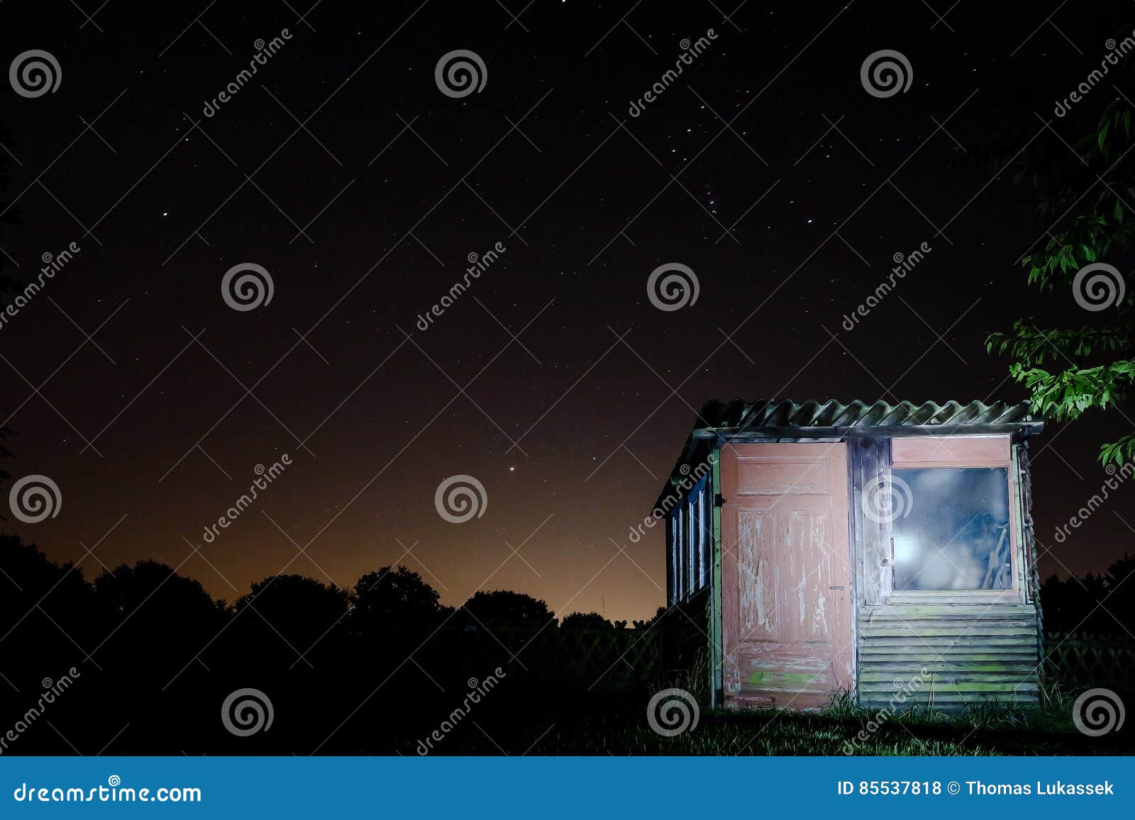 Old garden shed at night stock photo. Image of night - 85537818