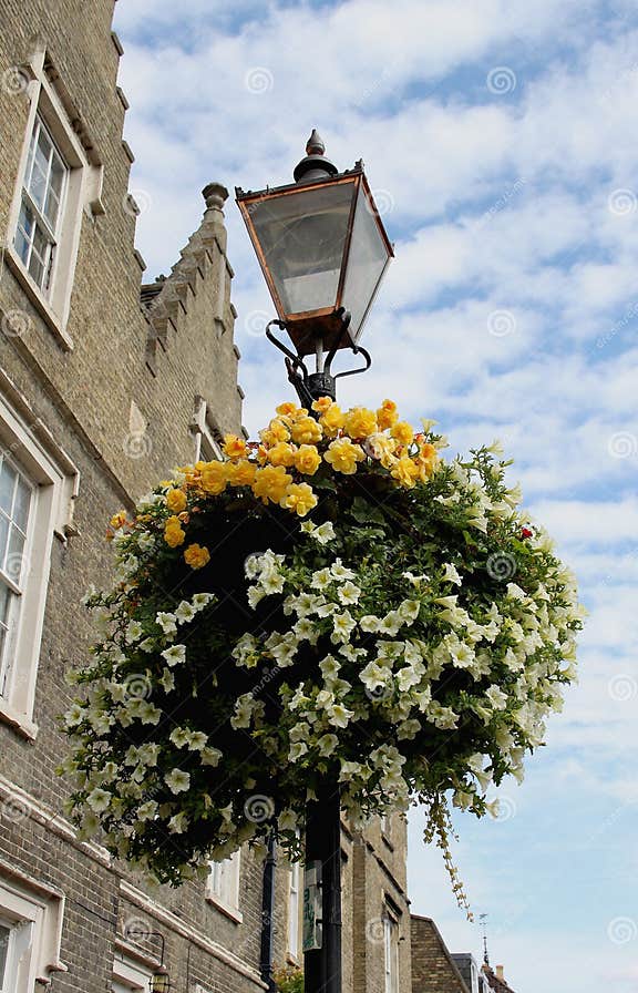 Old Gas Lamp Post with Flowers Stock Image - Image of decorative ...