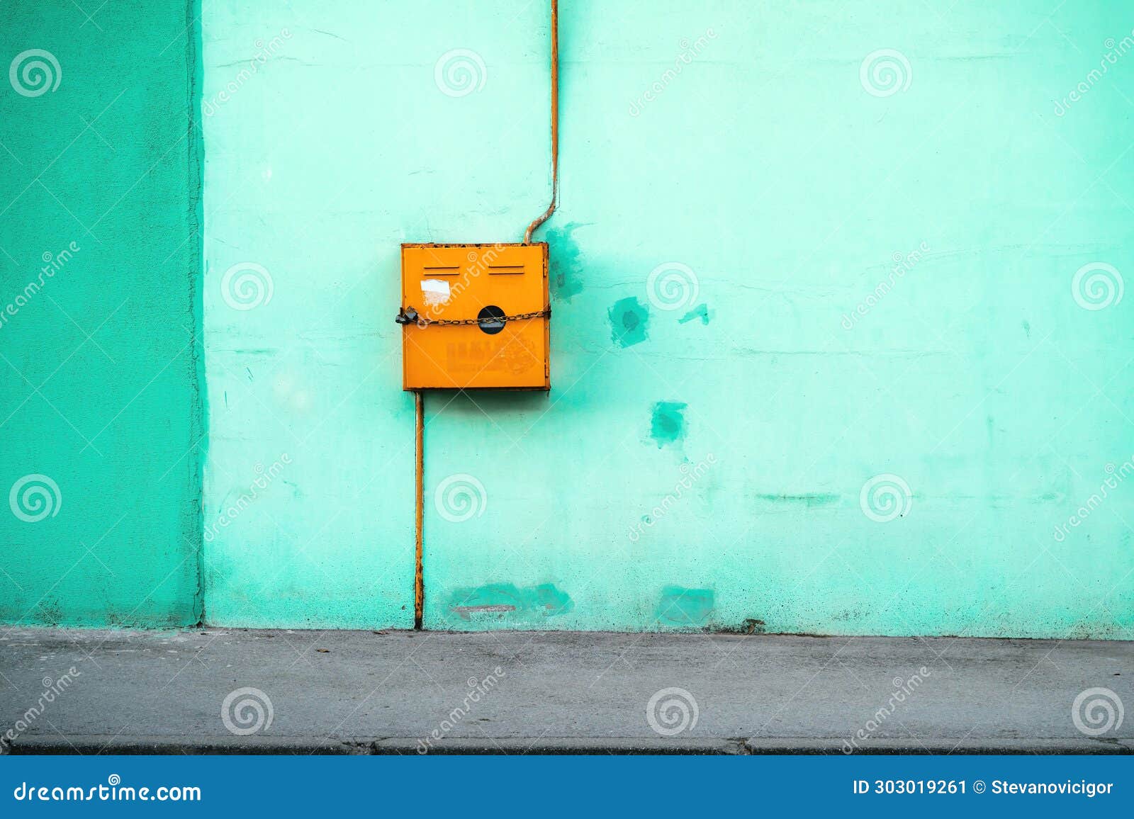 Old Gas Meter Box on Green Wall Stock Image - Image of green, space ...