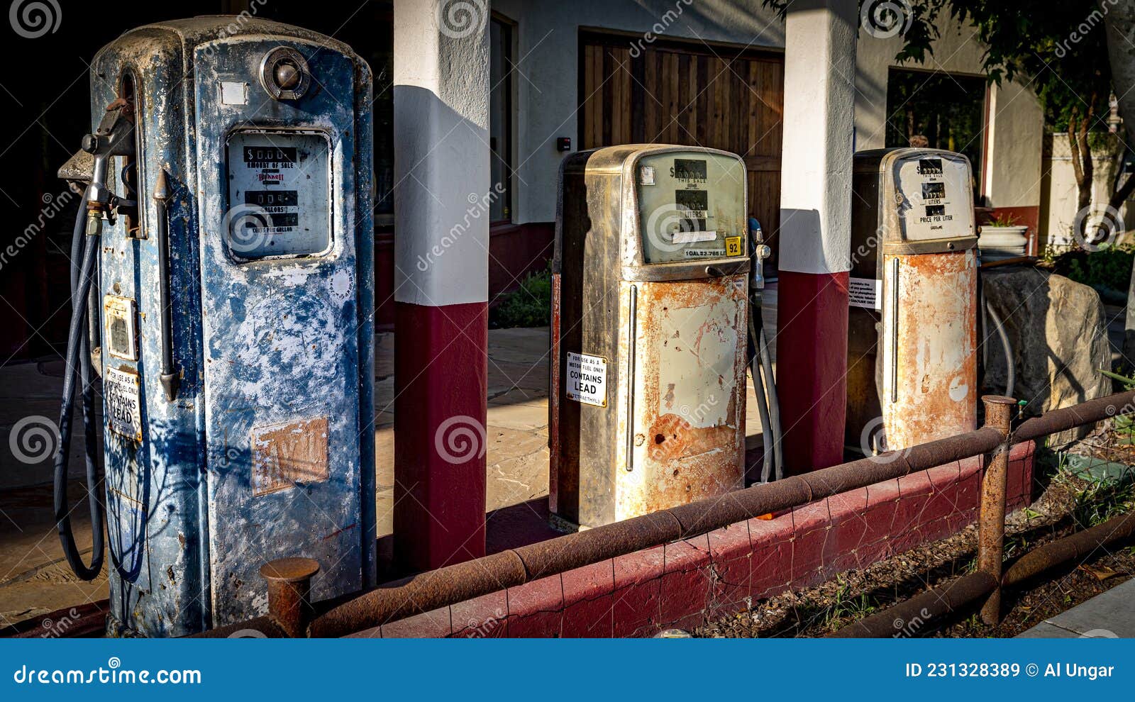 Old Gas Pumps stock image. Image of gasstation, front - 231328389