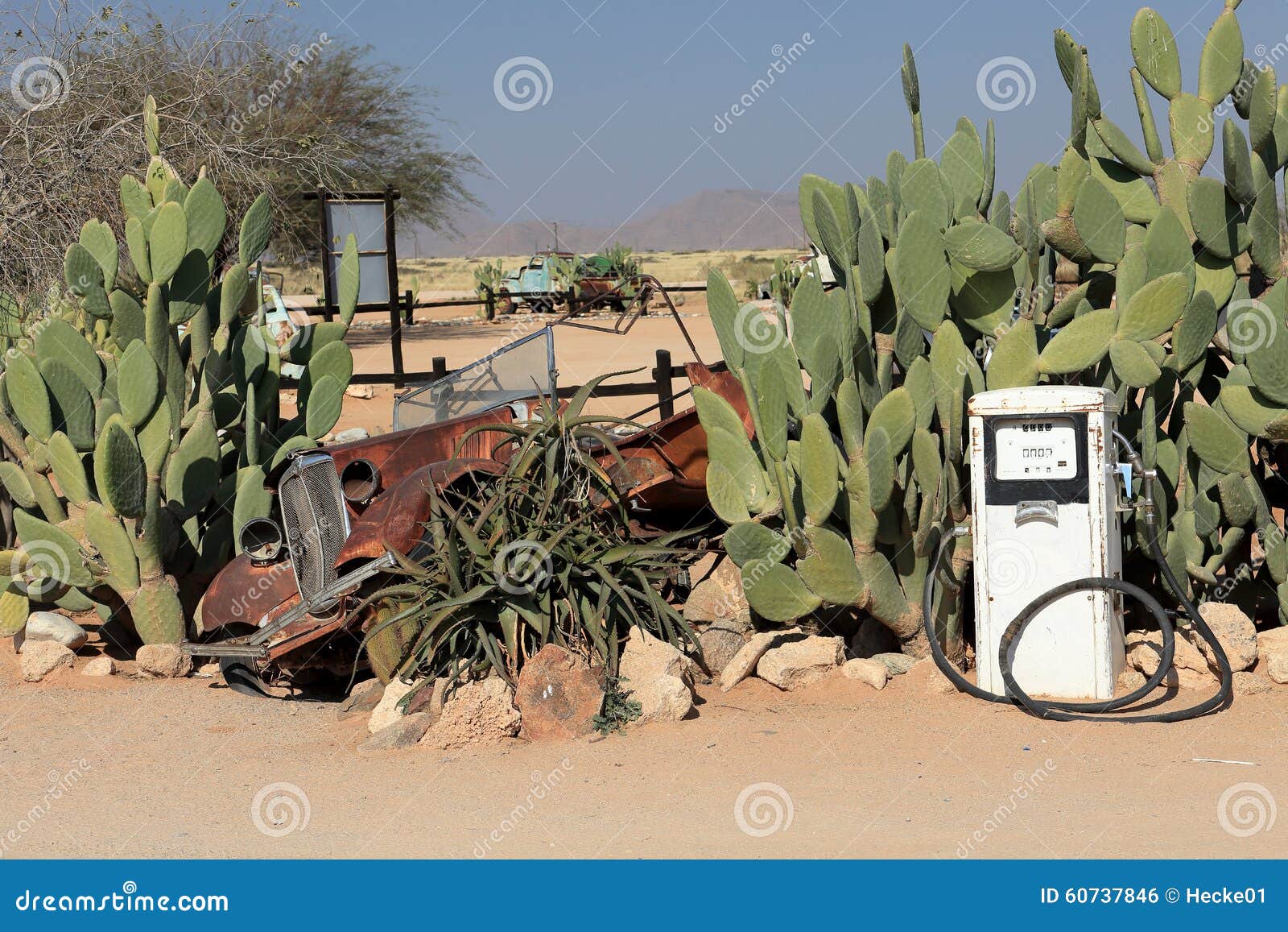 Old Gas Station and Petrol Pump in Namibia Stock Photo - Image of price ...