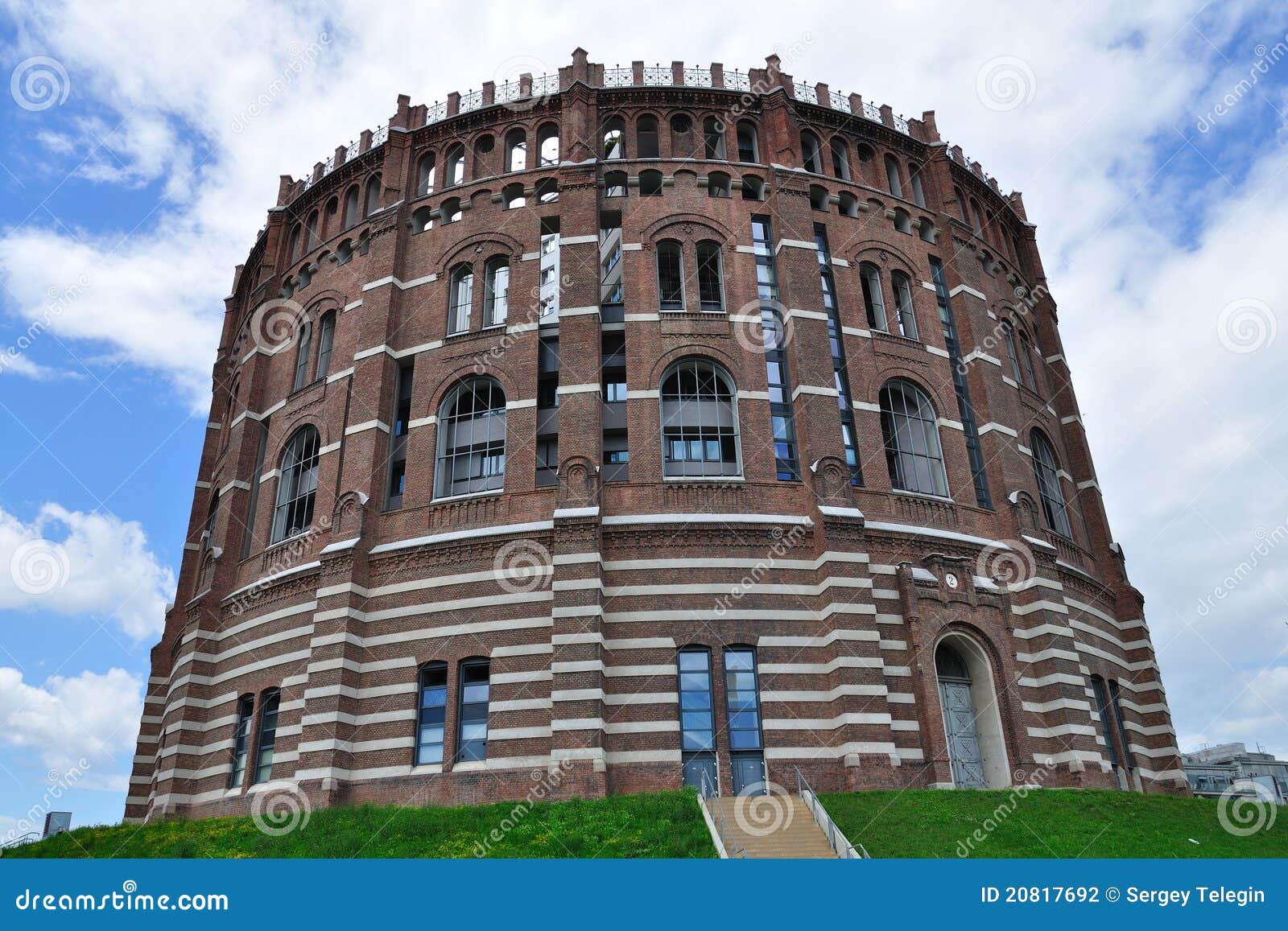 Old Gasometer in Vienna, Austria Stock Photo - Image of container ...