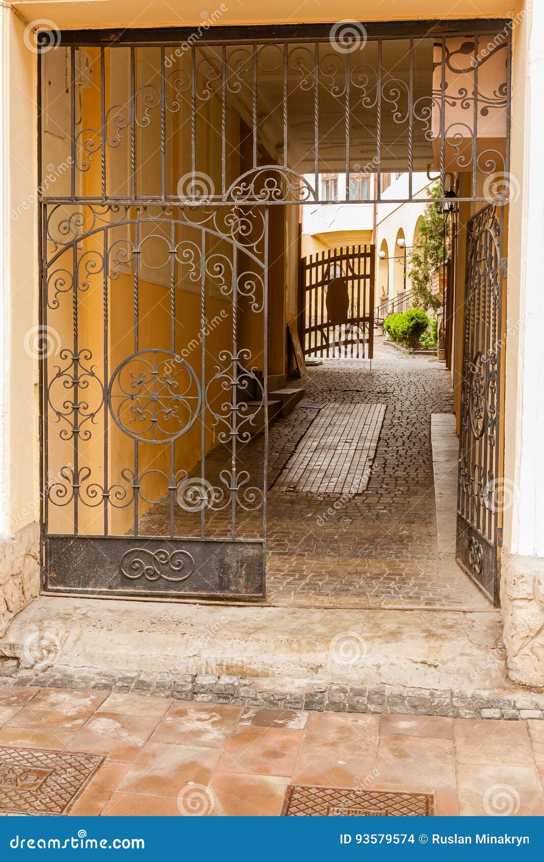 An Old Gate with a Corridor Leading To the Courtyard of the House Stock ...
