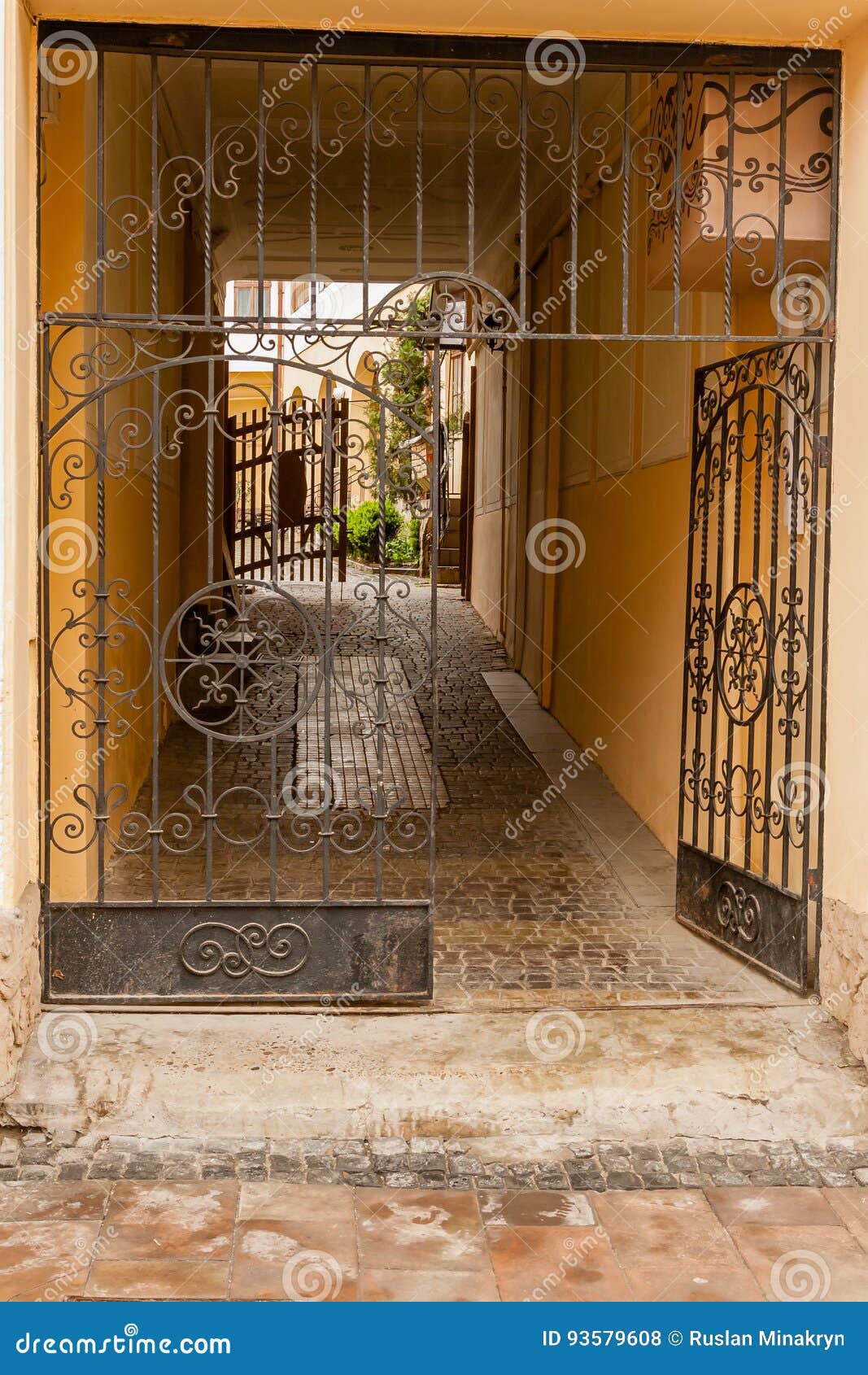 An Old Gate with a Corridor Leading To the Courtyard of the House Stock ...
