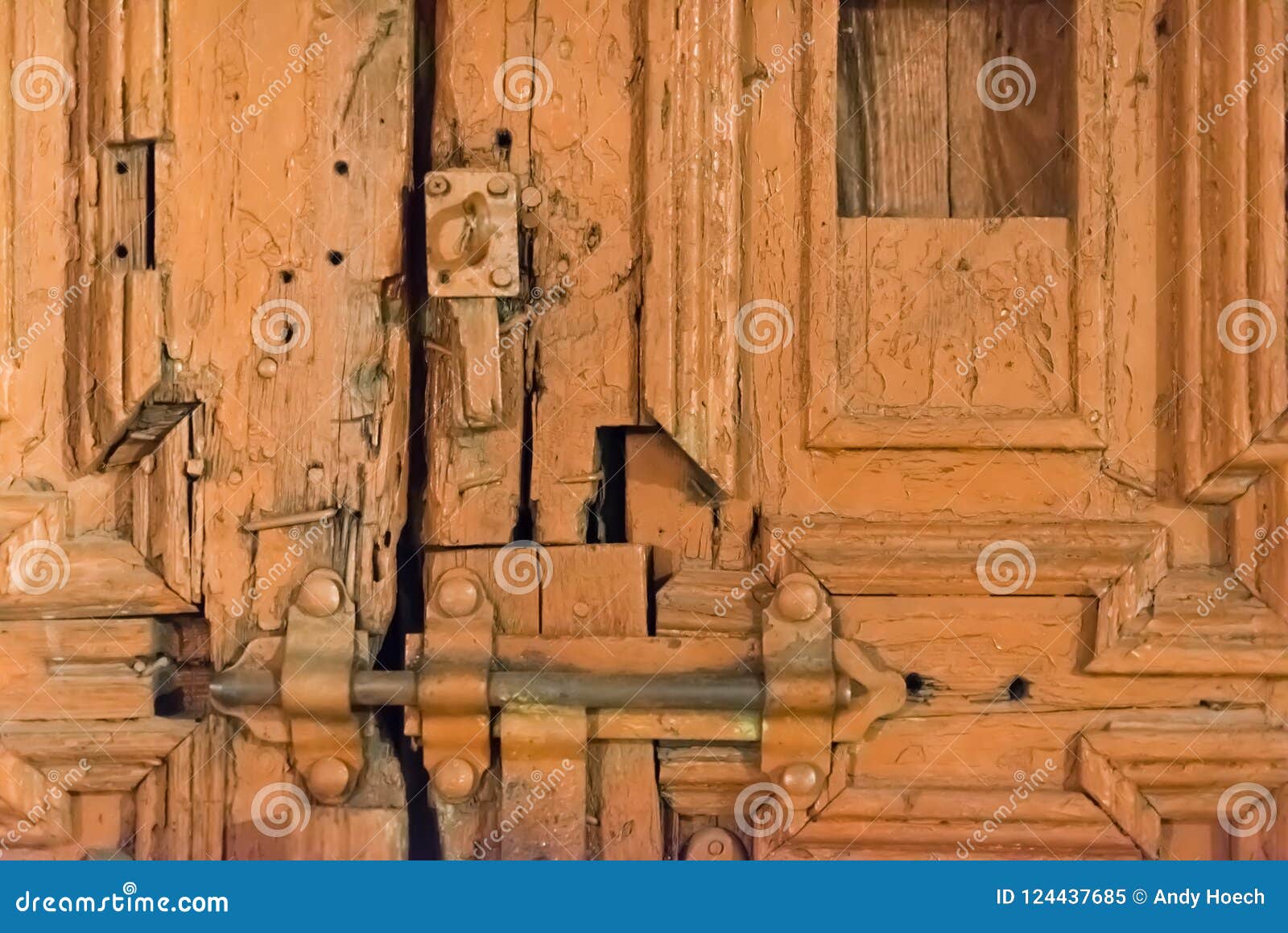 An Old Gate Repaired Makeshift with a Lock Stock Image - Image of lock ...