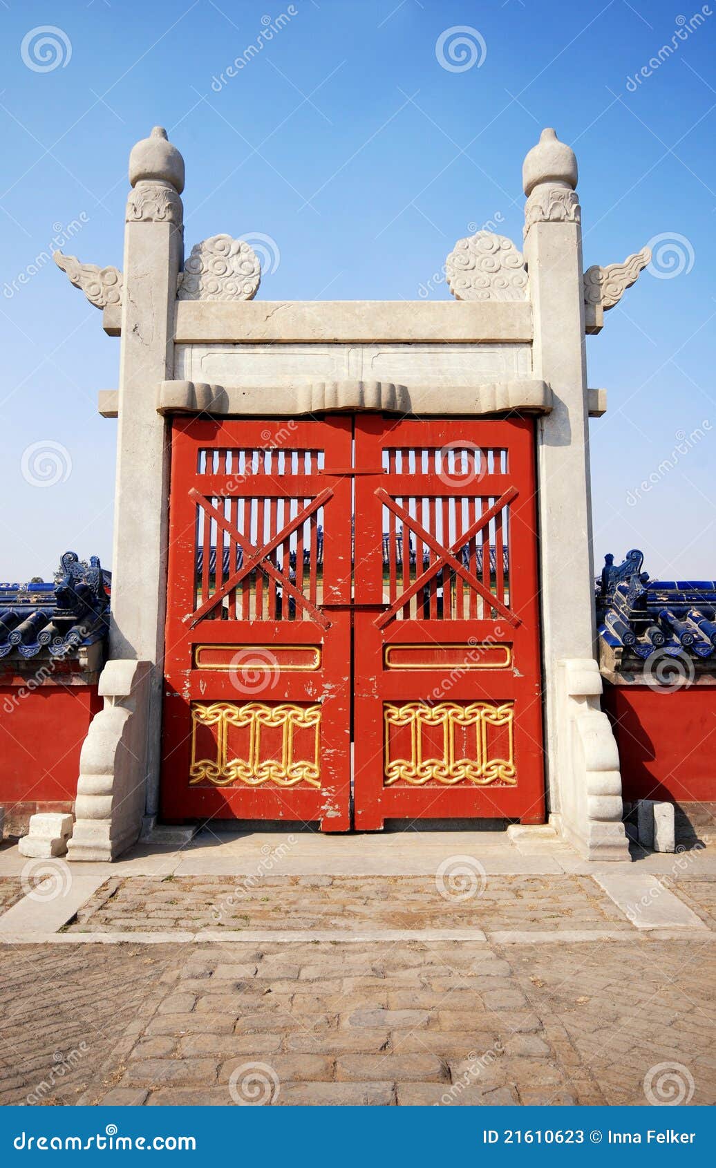 Old Gate in the Temple of Heaven, Beijing. Stock Image - Image of ...