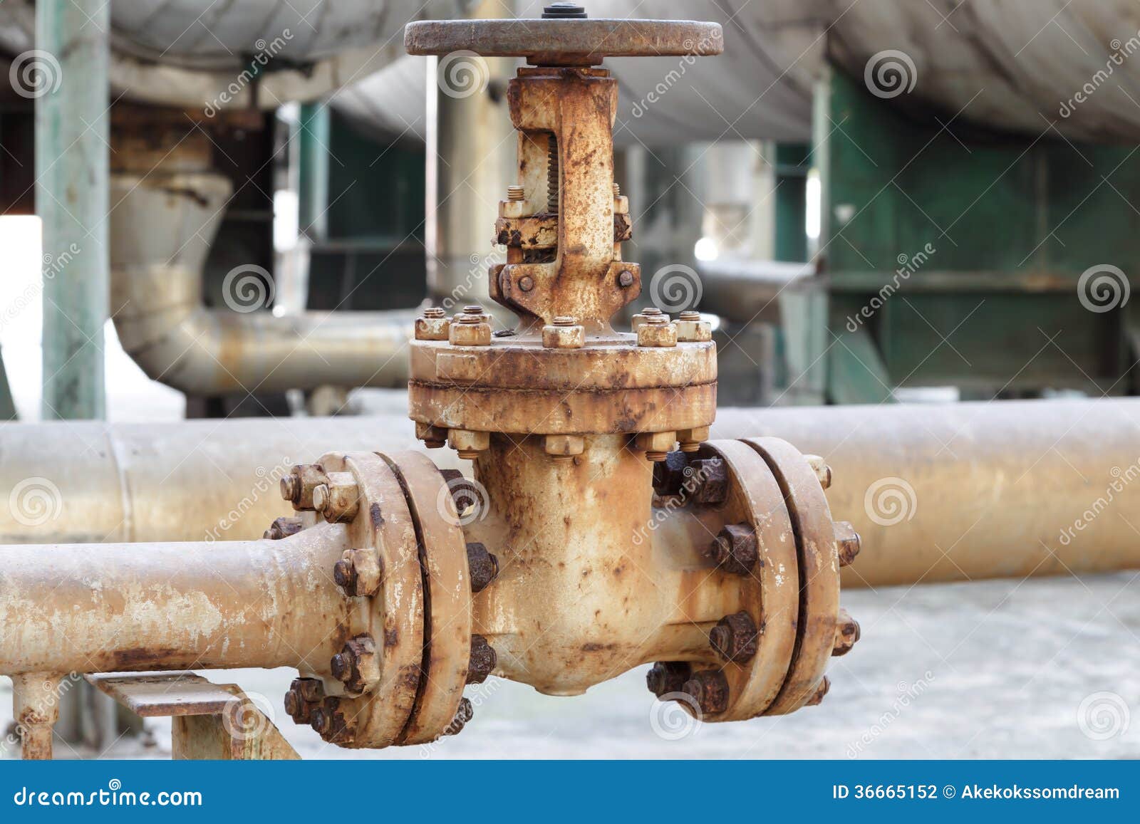Old Gate Valve in Petrochemical Plant Stock Photo - Image of flange ...