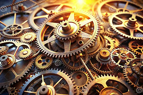Old Gears and Cogs Clock Mechanism Stock Illustration - Illustration of ...